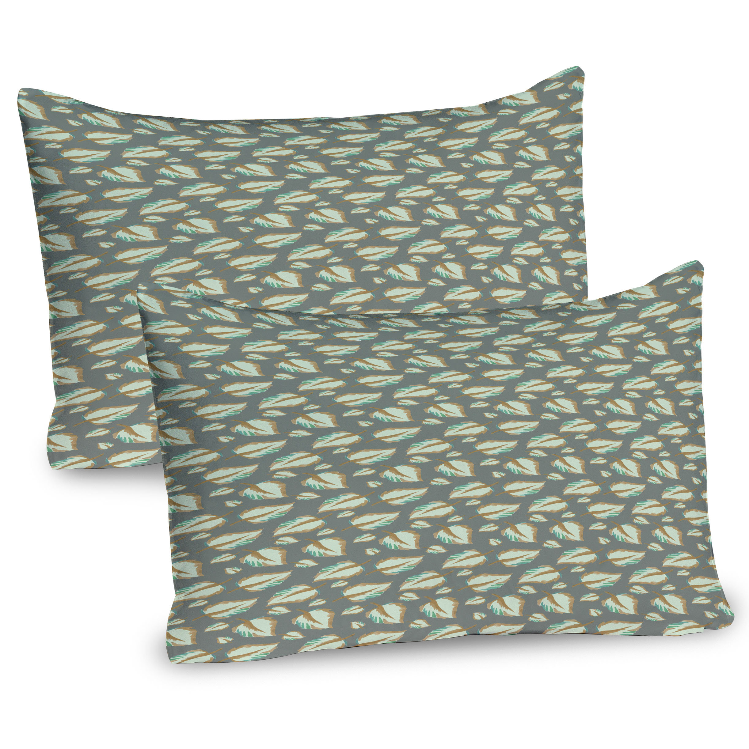 Ambesonne Leaves Pillow Sham 2 Pack Simplistic Fall Foliage Art Sage ...