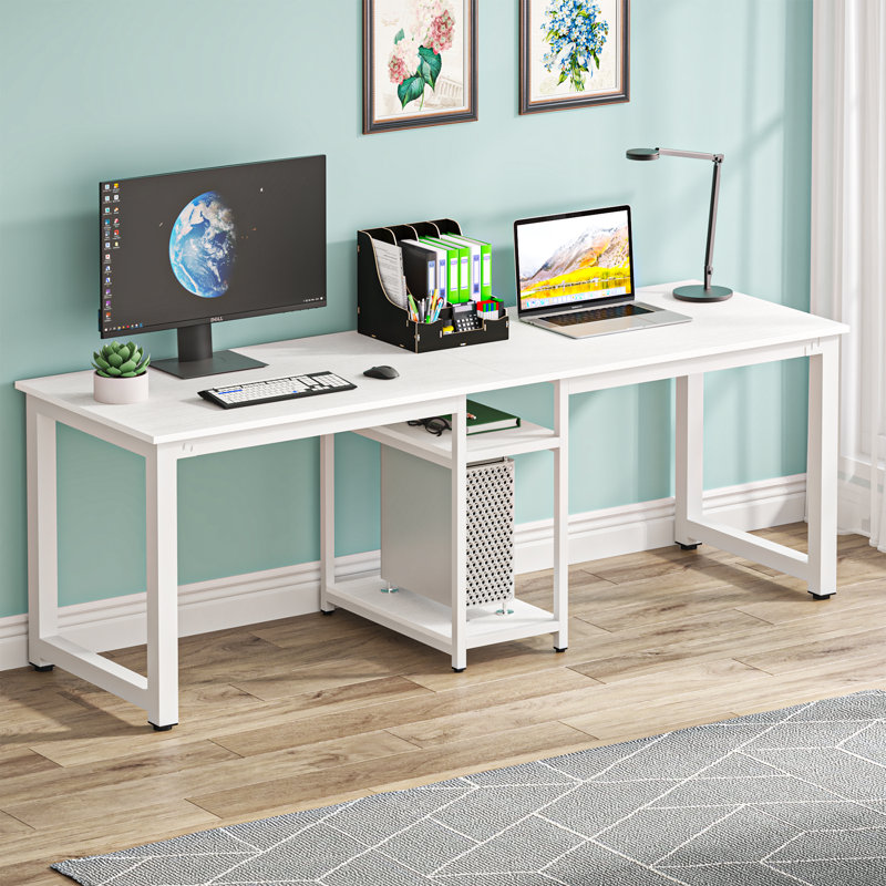 Inbox Zero Extra Long Double Desk & Reviews | Wayfair