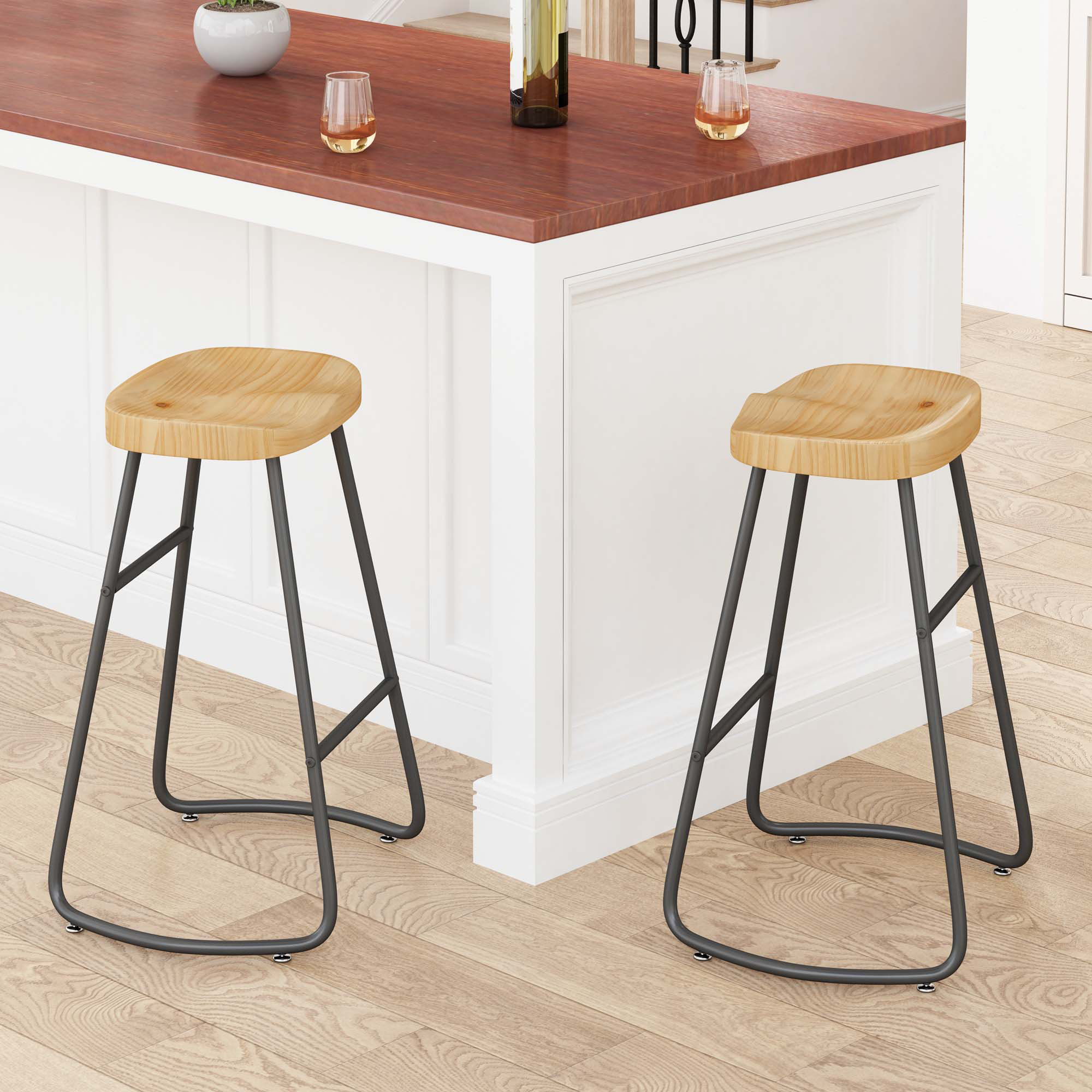 17 Stories Set Of 2 Stylish And Minimalist Counter Bar Stools - Wayfair Canada
