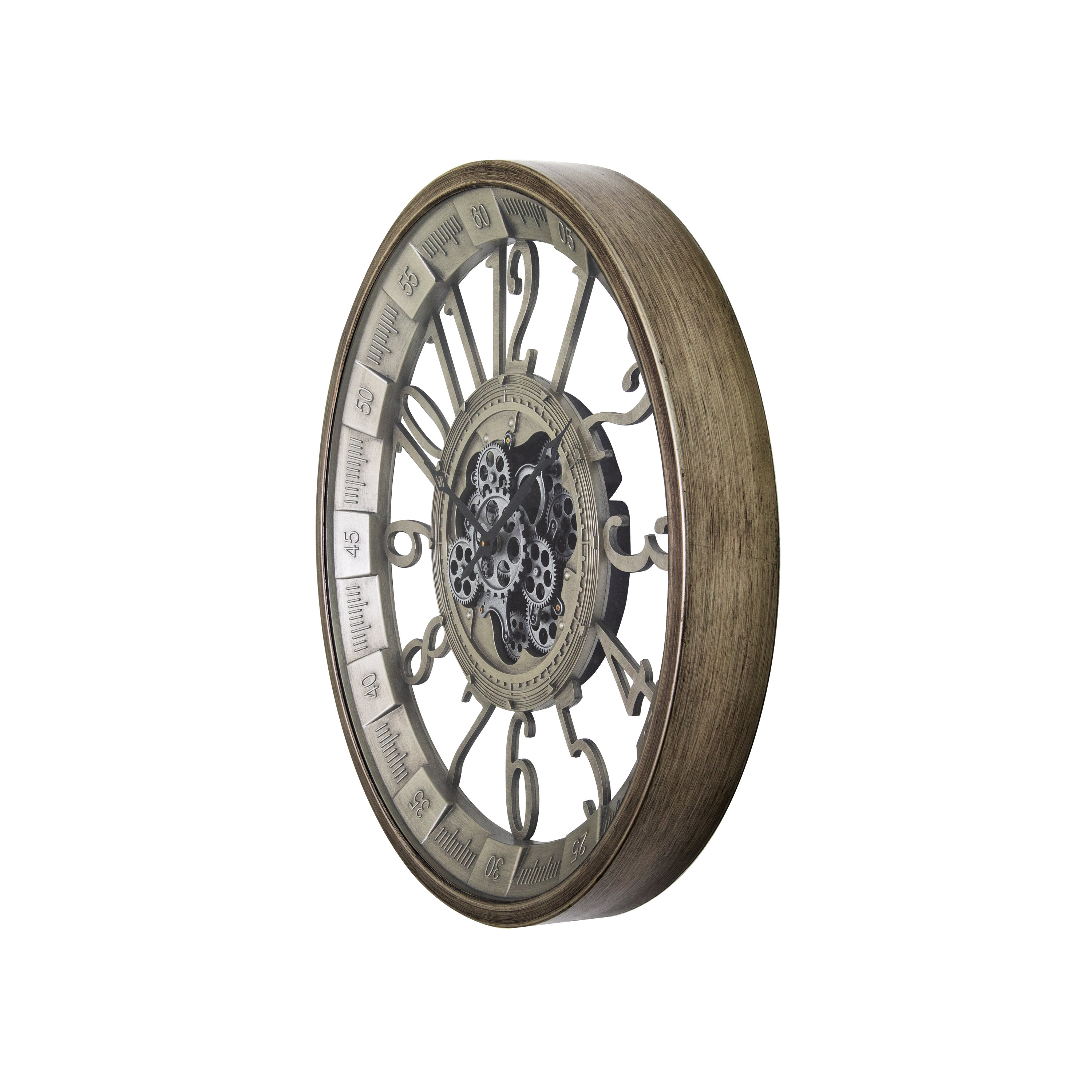 Williston Forge 32" Contemporary Pewter Round Clock With Open Moving ...