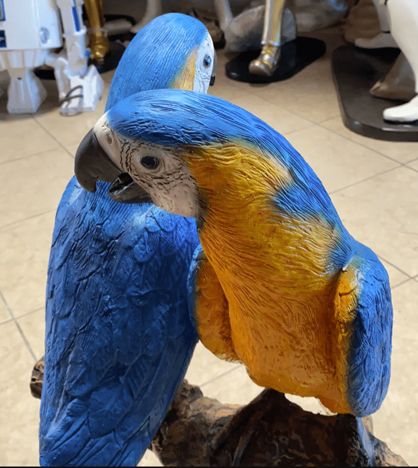 LM Treasures Blue Gold Macaw Lover Parrot On Branch Statue | Wayfair