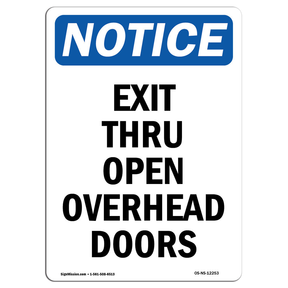 SignMission Exit Thru Open Overhead Doors Sign | Wayfair