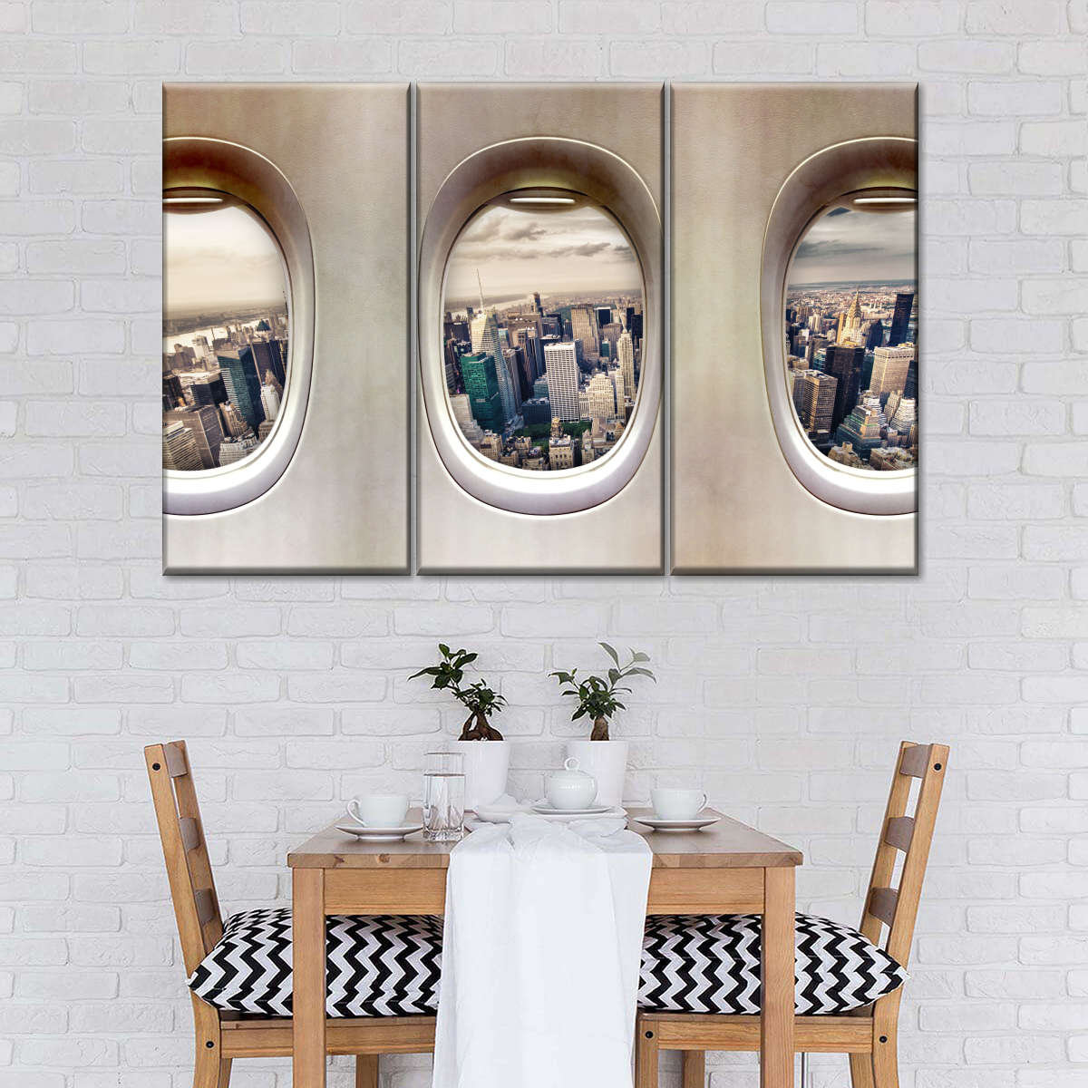 Ebern Designs Airplane Airplane Windows On Canvas 3 Pieces Set ...