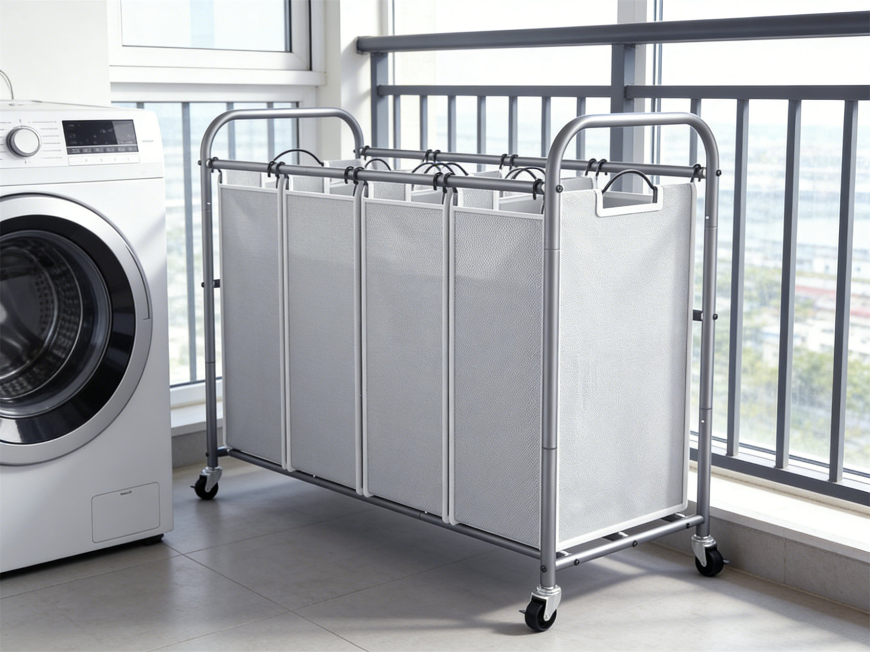 Nari Home Furni Laundry Cart, Laundry Basket Classification Cart: 4 ...