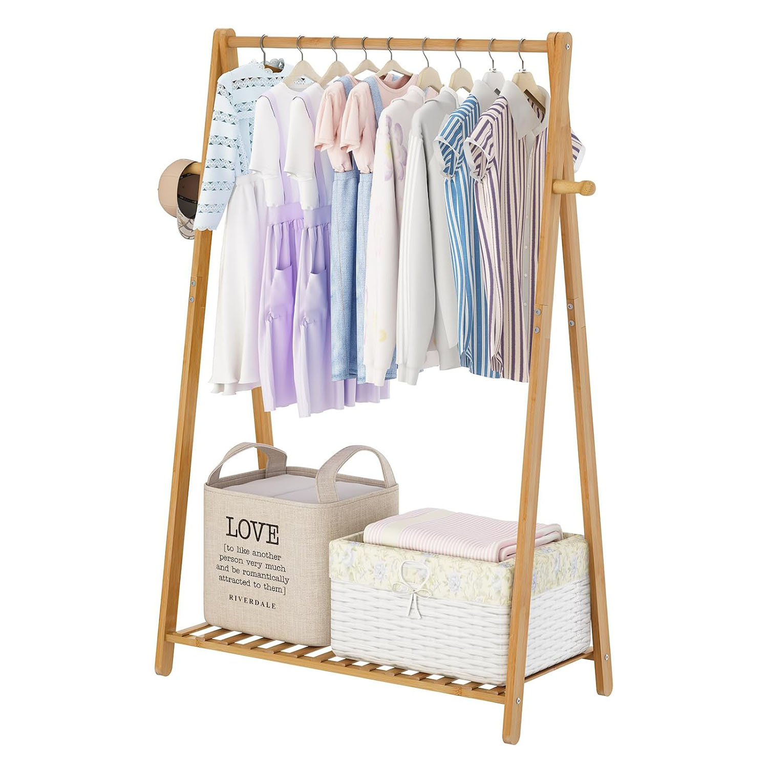 Rebrilliant Small Clothes Hanging Racks,Bamboo Wood Kids Clothing ...