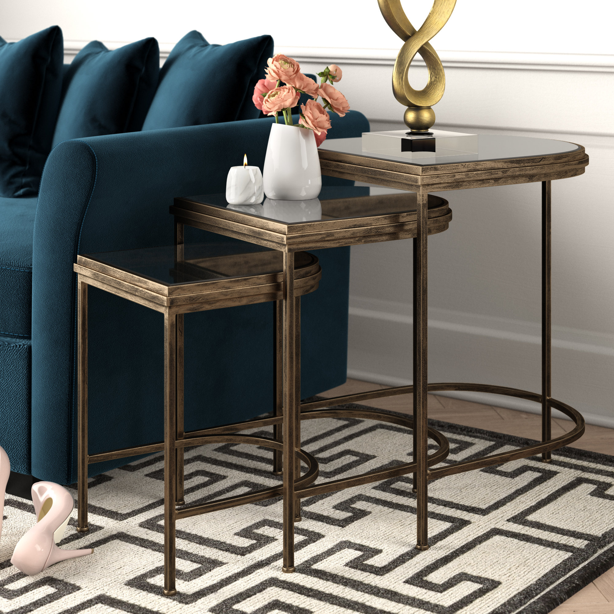 Joss & Main Uptown Glass Frame Nesting Tables & Reviews - Wayfair Canada