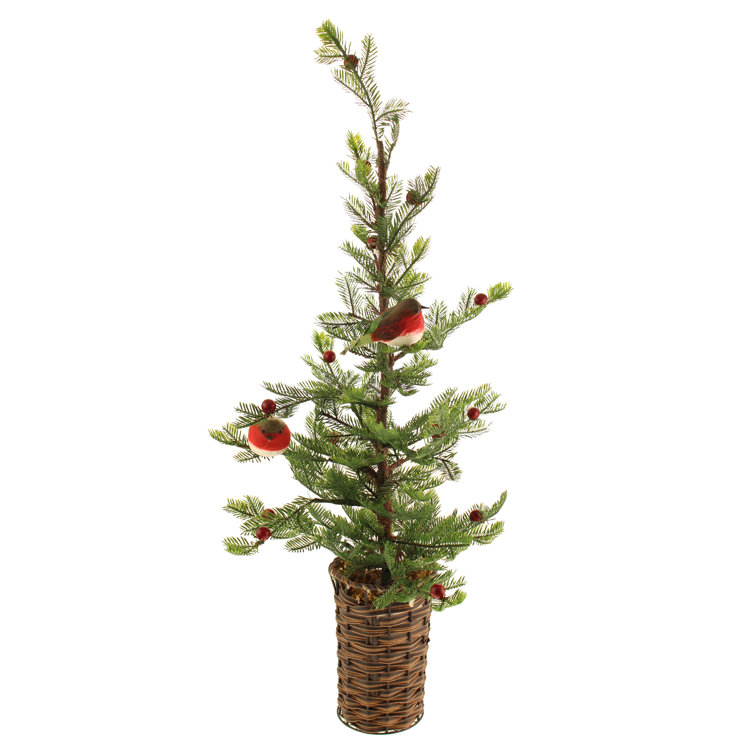The Seasonal Aisle Pine Tree Basket With Robin | Wayfair.co.uk