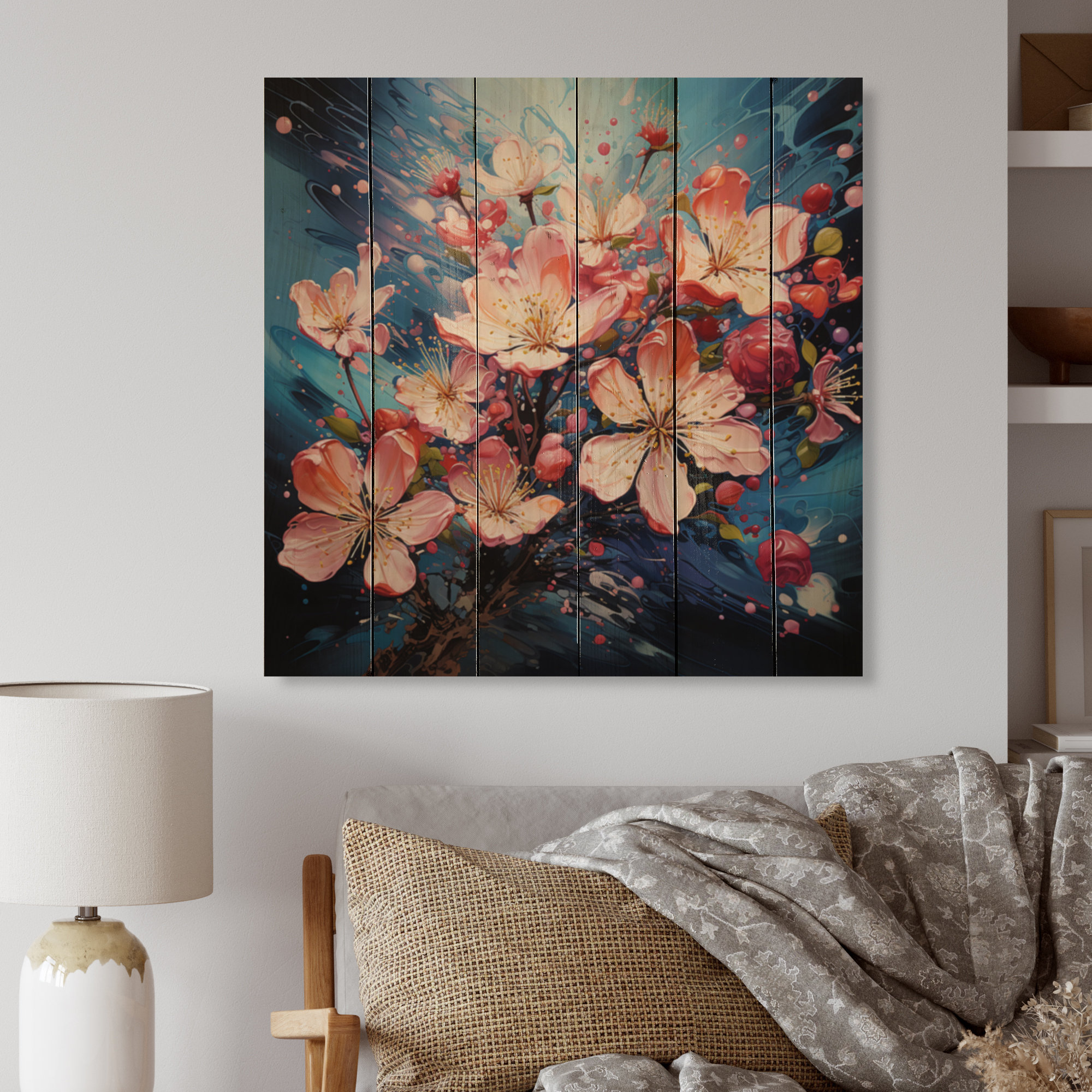 Red Barrel Studio® Katen Apple Blossom Expressionist Burst I On Wood ...