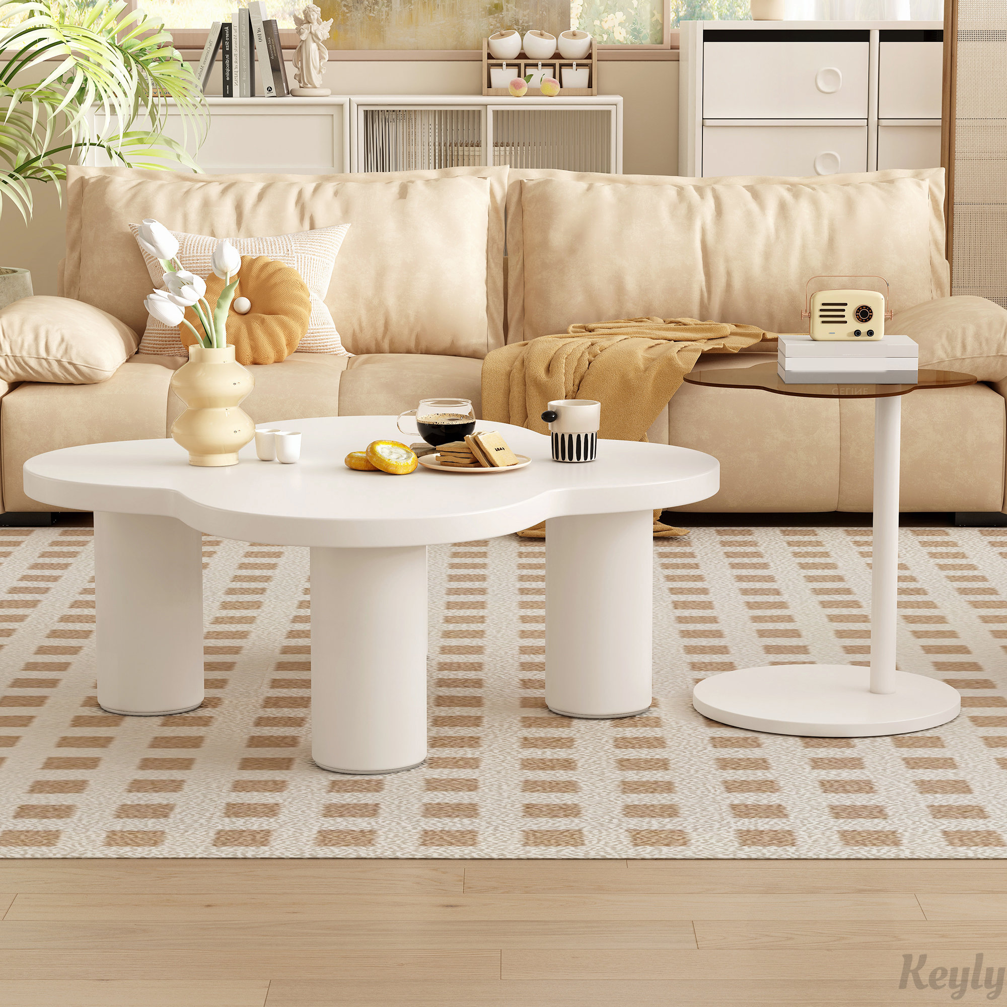 Wrought Studio™ Modern Coffee Table Set of 2,Irregular Shape Coffee ...