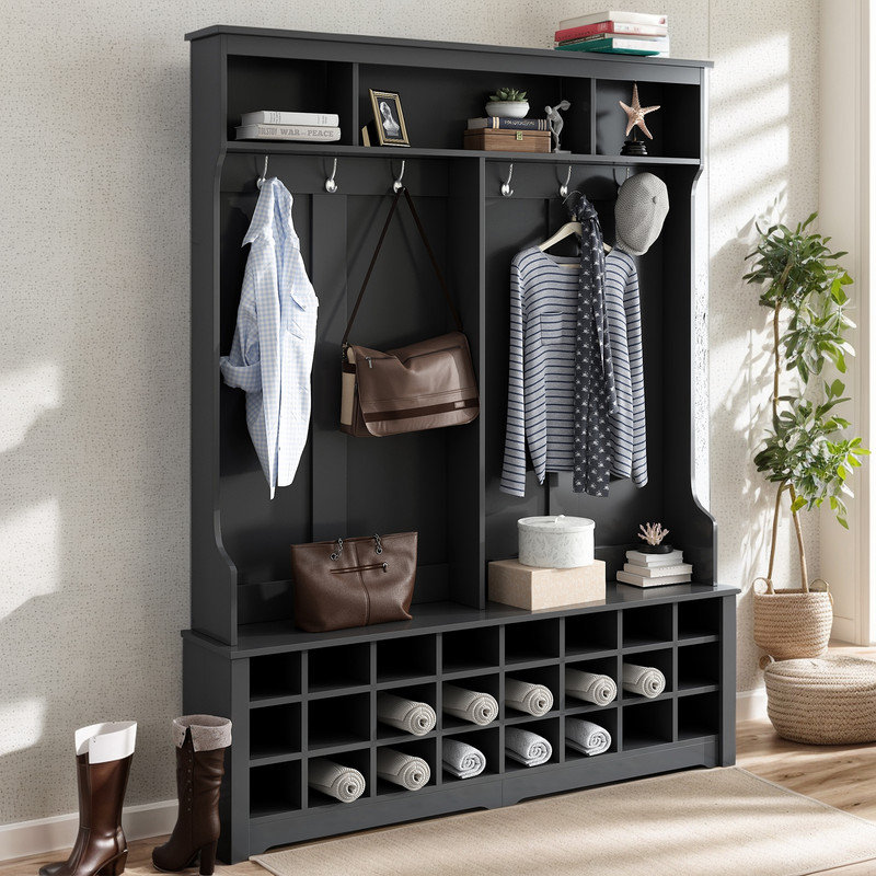 Red Barrel Studio® 60" Wide Hall Tree with Ample Storage Space and 24 ...