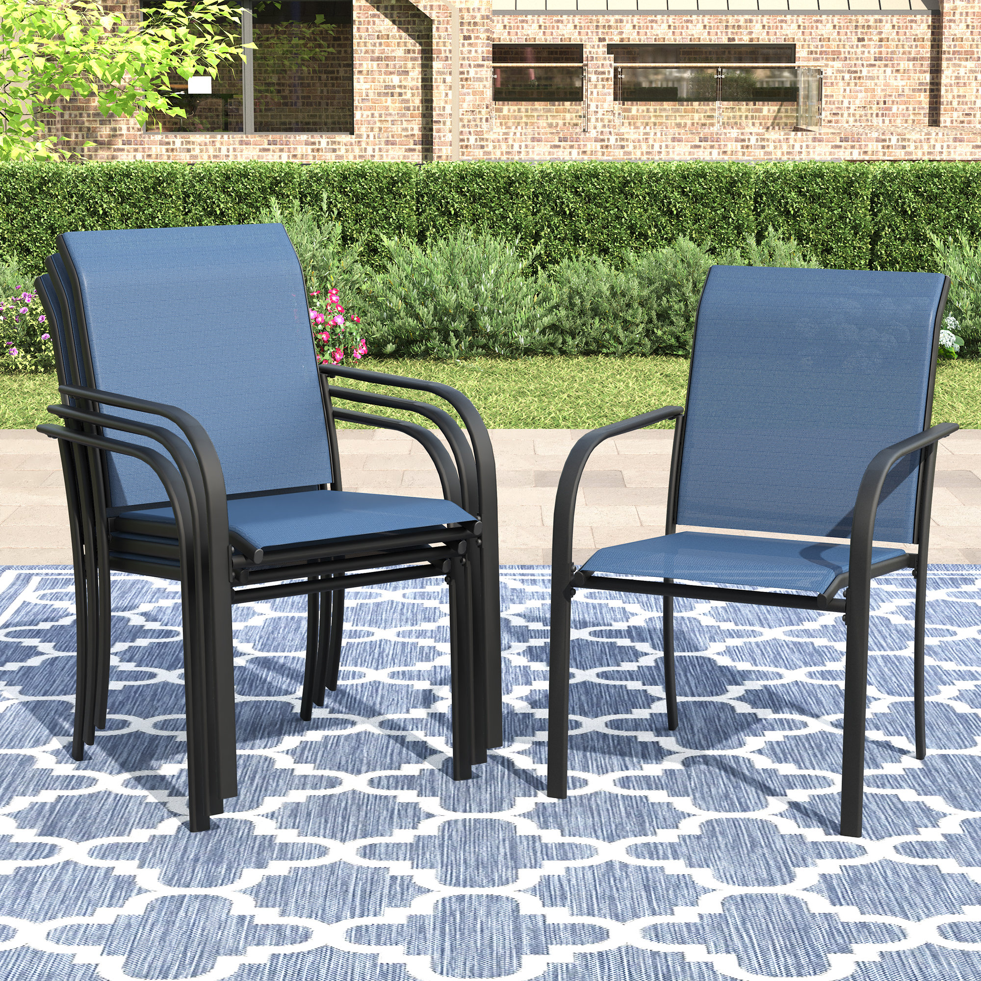 Winston Porter Outdoor Stackable Patio Dining Chairs & Reviews | Wayfair