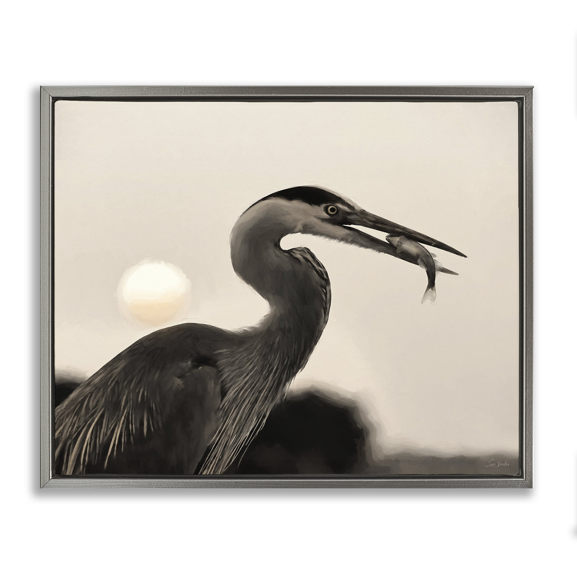 Latitude Run® Heron Feeding on Fish Floating Frame, design by Lori ...