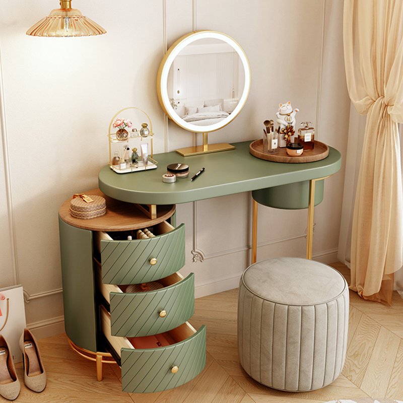 Everly Quinn Herban Modern Makeup Vanity Table With LED Lighted Mirror ...
