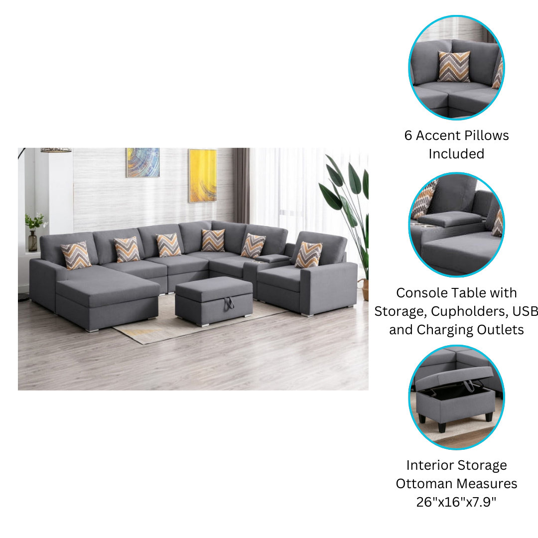Latitude Run® Traveon 8Pc Reversible Chaise Sectional Sofa with ...
