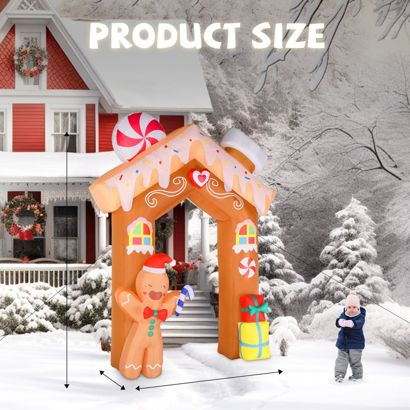 The Holiday Aisle® Archway with Gingerbread Man Inflatable & Reviews ...