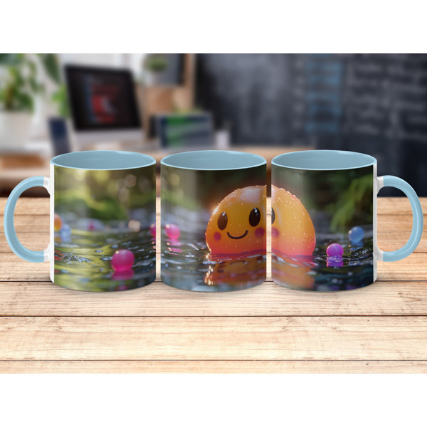 East Urban Home Set of 3 3D Design 11oz Accent Mugs – Ceramic Coffee ...