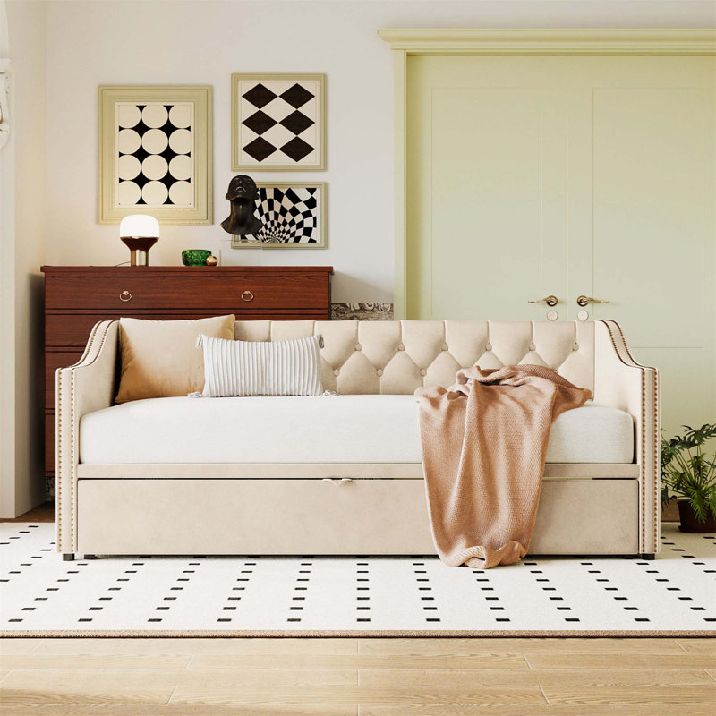 Latitude Run® Upholstered Daybed With Pop Up Trundle | Wayfair