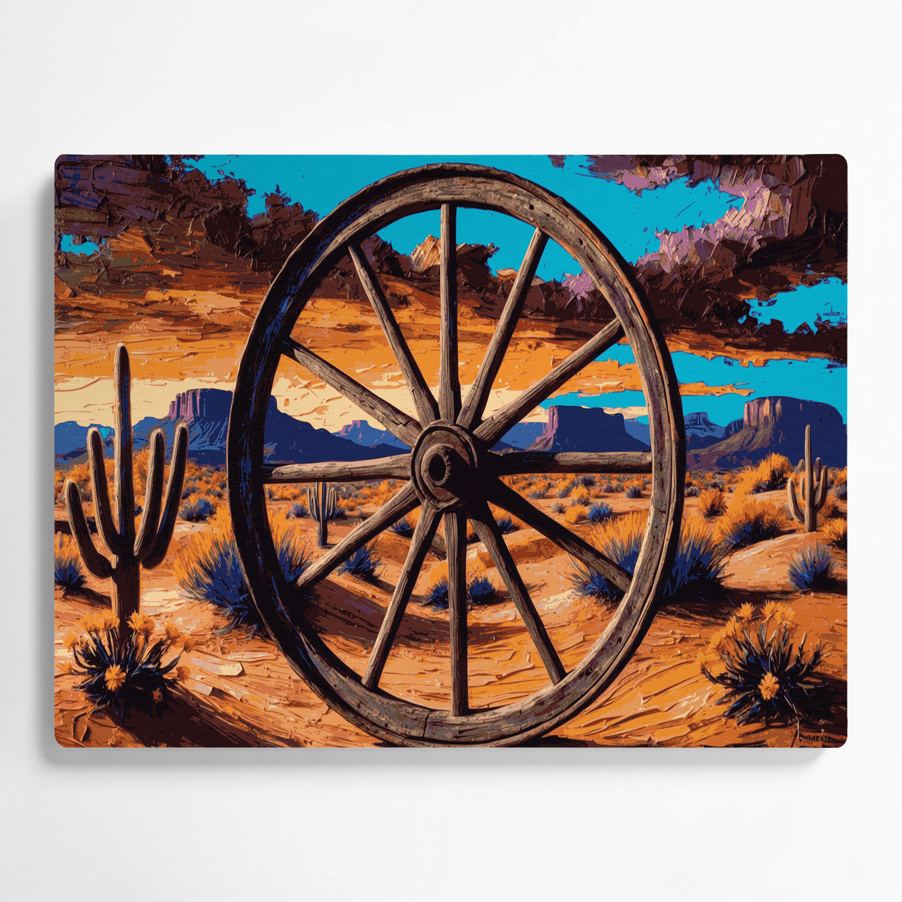 One Allium Way® Southwestern Cowboy Wagon Wheel 90 Brown Metal Wall Art ...