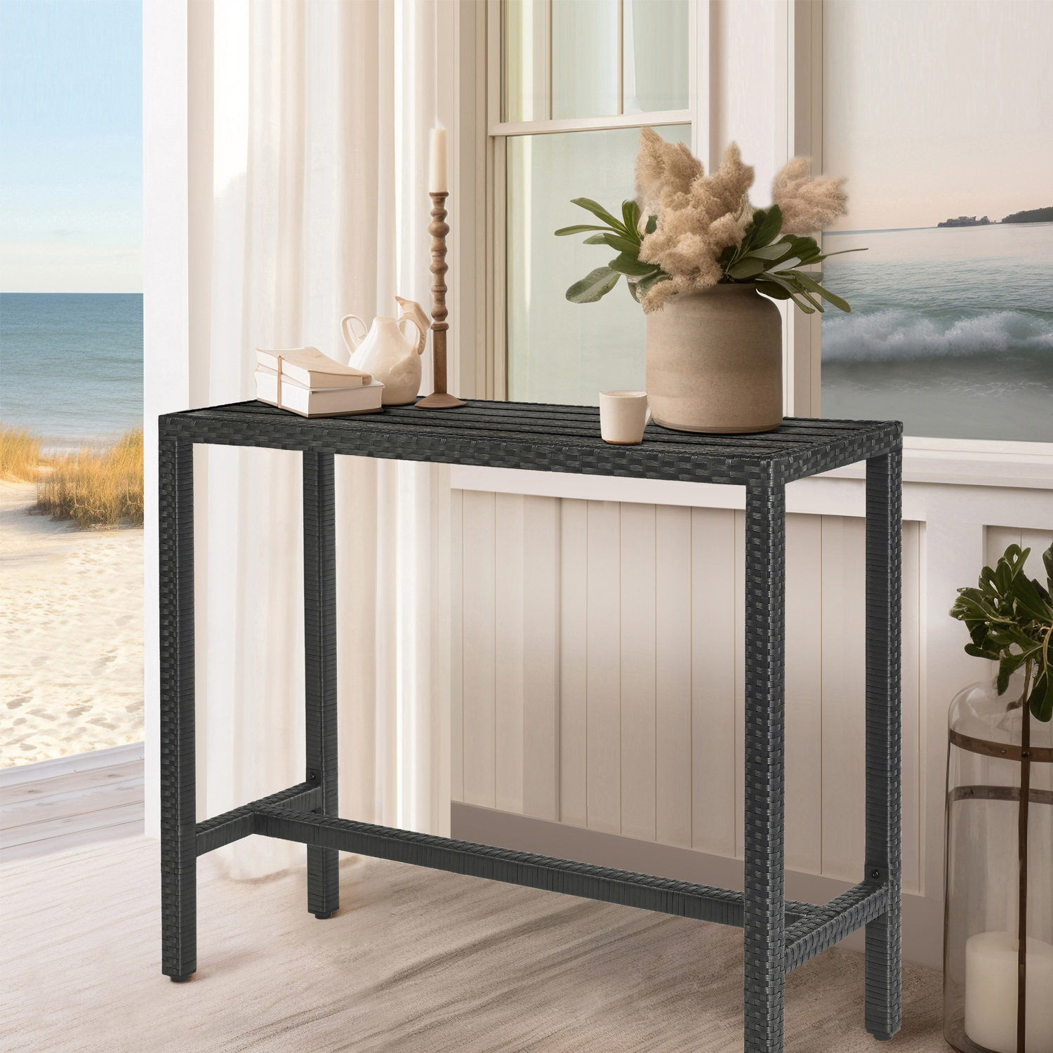 Ebern Designs Outdoor Bar Table, Outdoor Console Table For Patio 45 ...