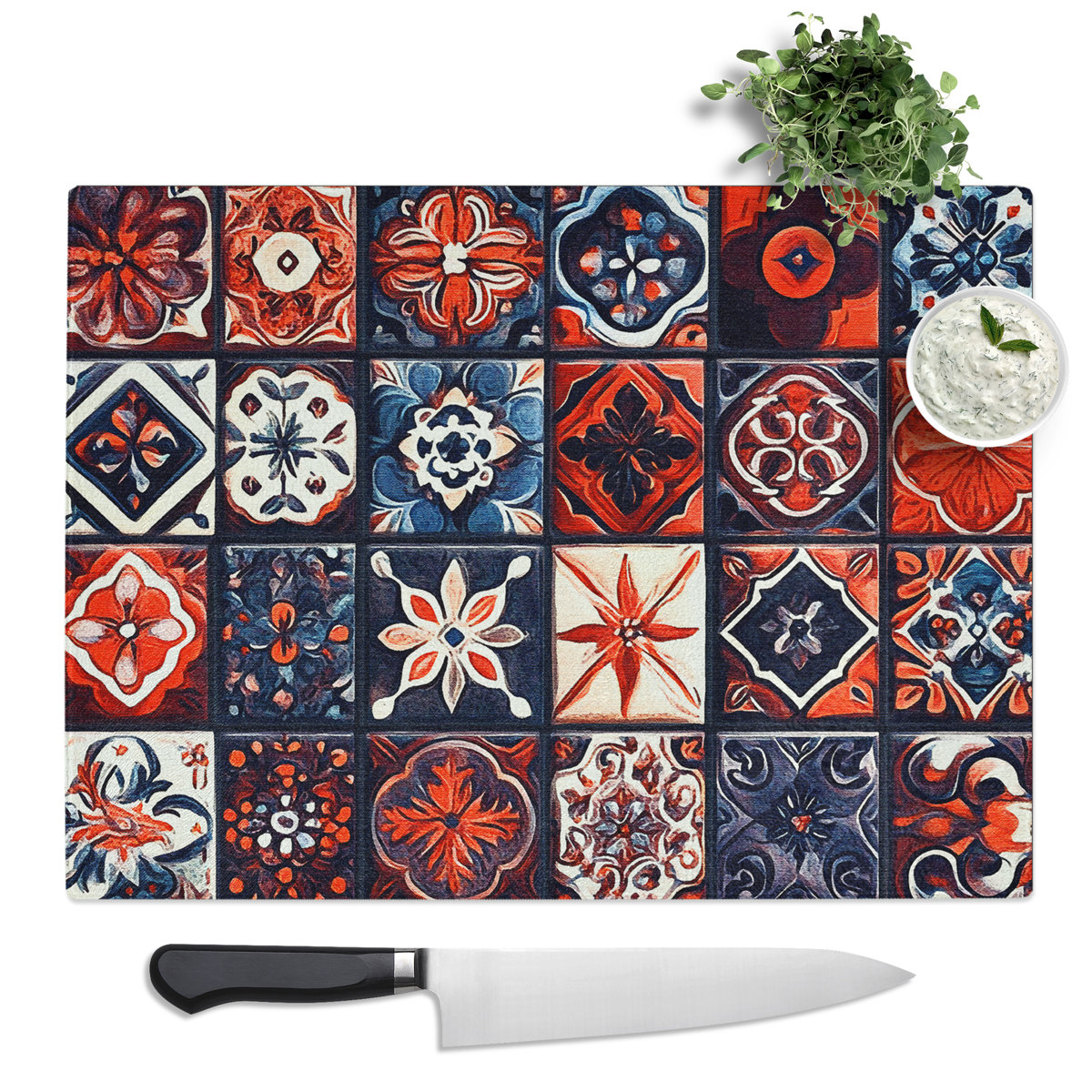 George Oliver Patchwork Pattern Vol.2 Glass Chopping Board | Wayfair.co.uk