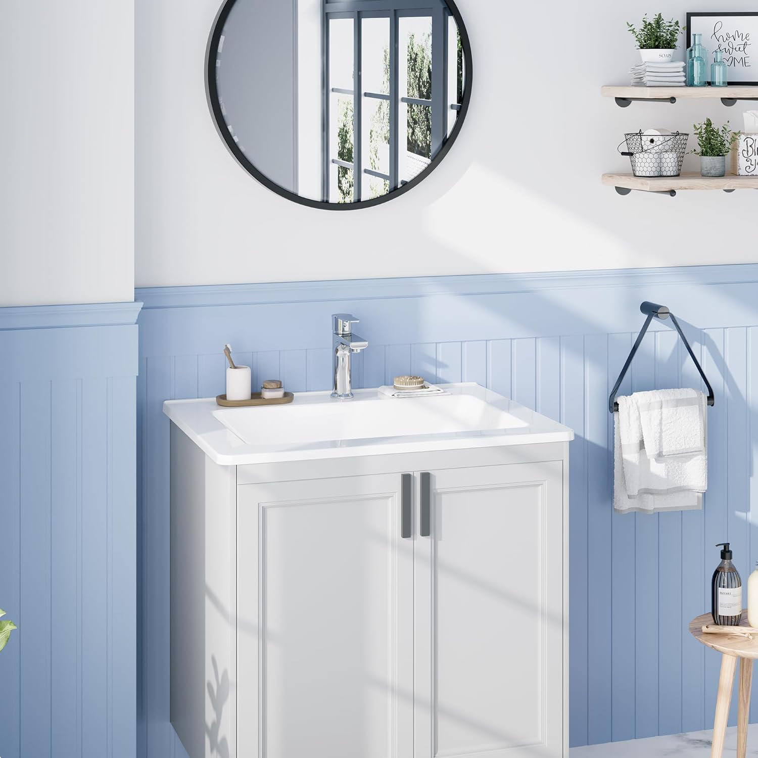 IDEALHOUSE Drop in Bathroom Sink 21x18 Inch, White Rectangle Ceramic ...