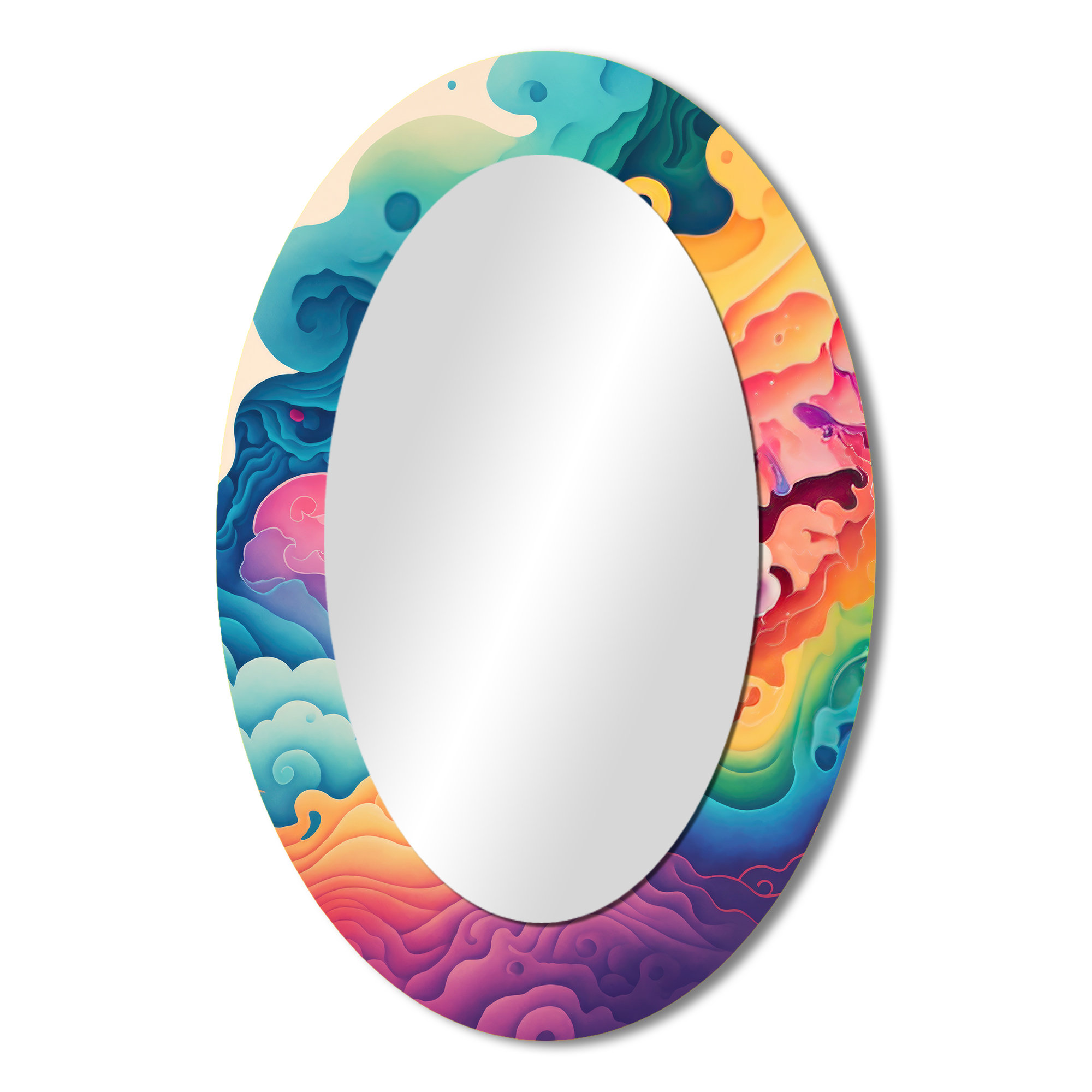 Latitude Run® Multicolor Swirly Clouds VI - Modern Oval Wall Mirror ...