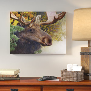 Loon Peak® A Spruce Moose Painting Print on Wrapped Canvas & Reviews ...