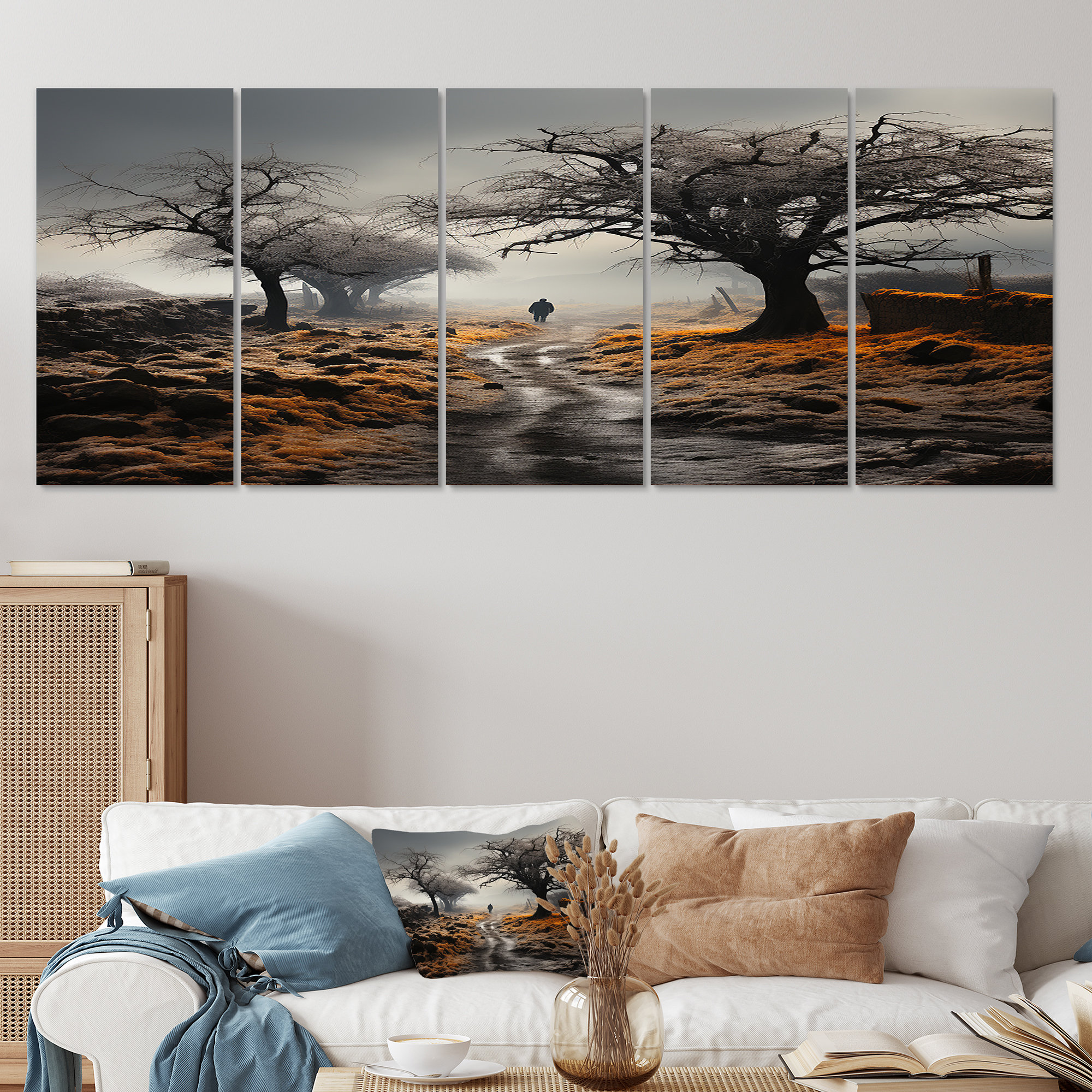 Lark Manor™ Winter Loneliness Desolate Country Road - Countryside Wall ...