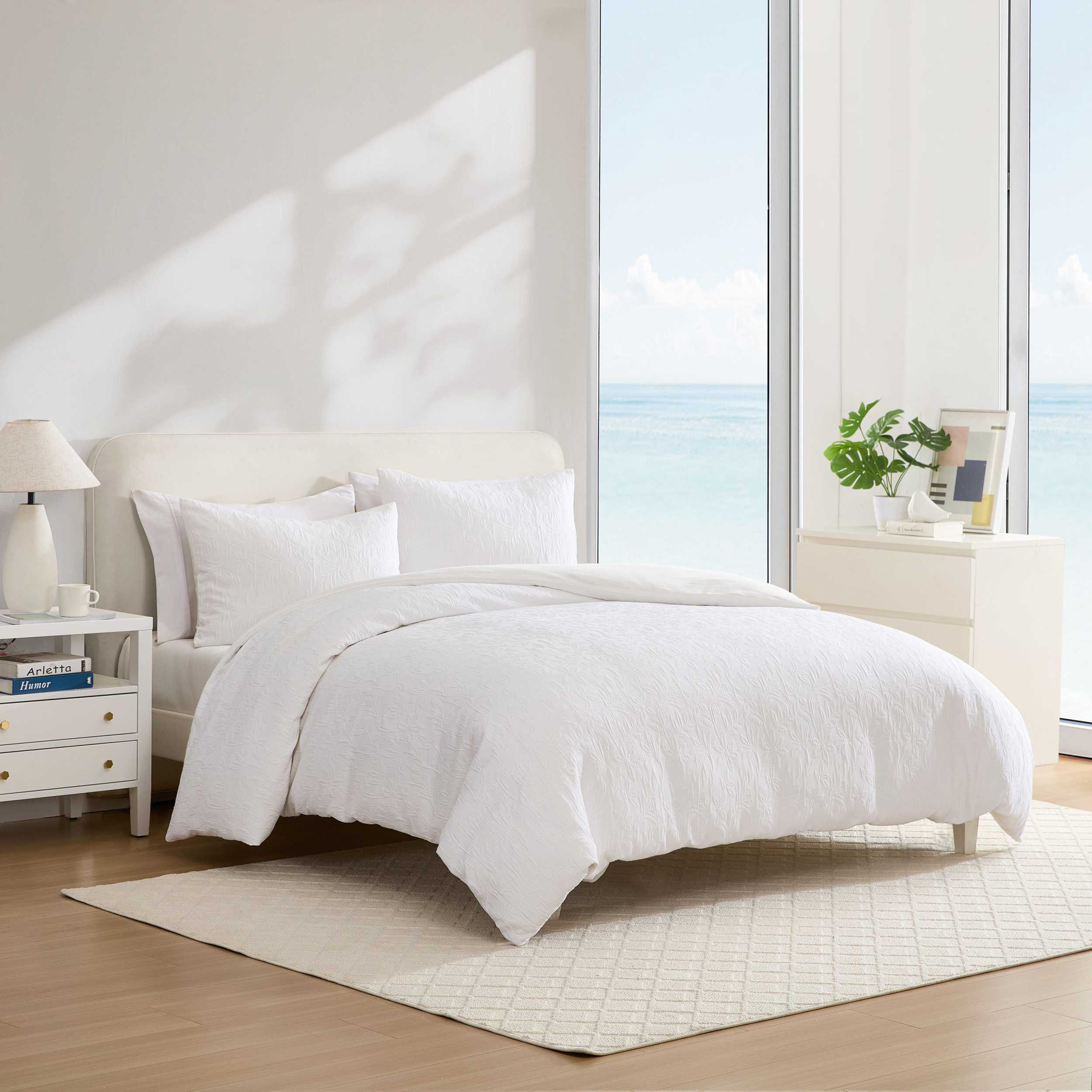 Nautica Seaside Floral Textured White Duvet Cover Set | Wayfair