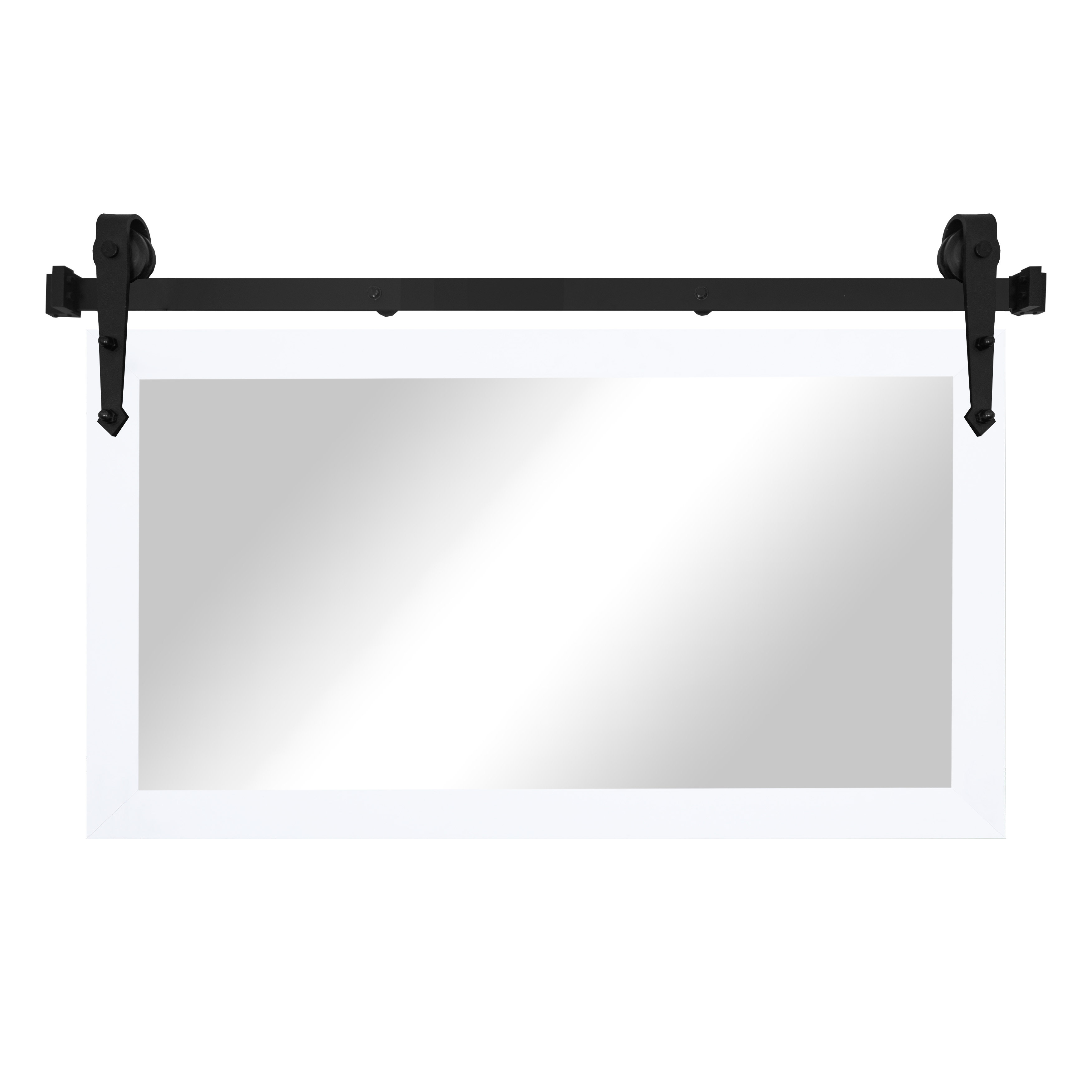 Modern Rustic Mirror with Steel Barn Door Track - Wayfair Canada