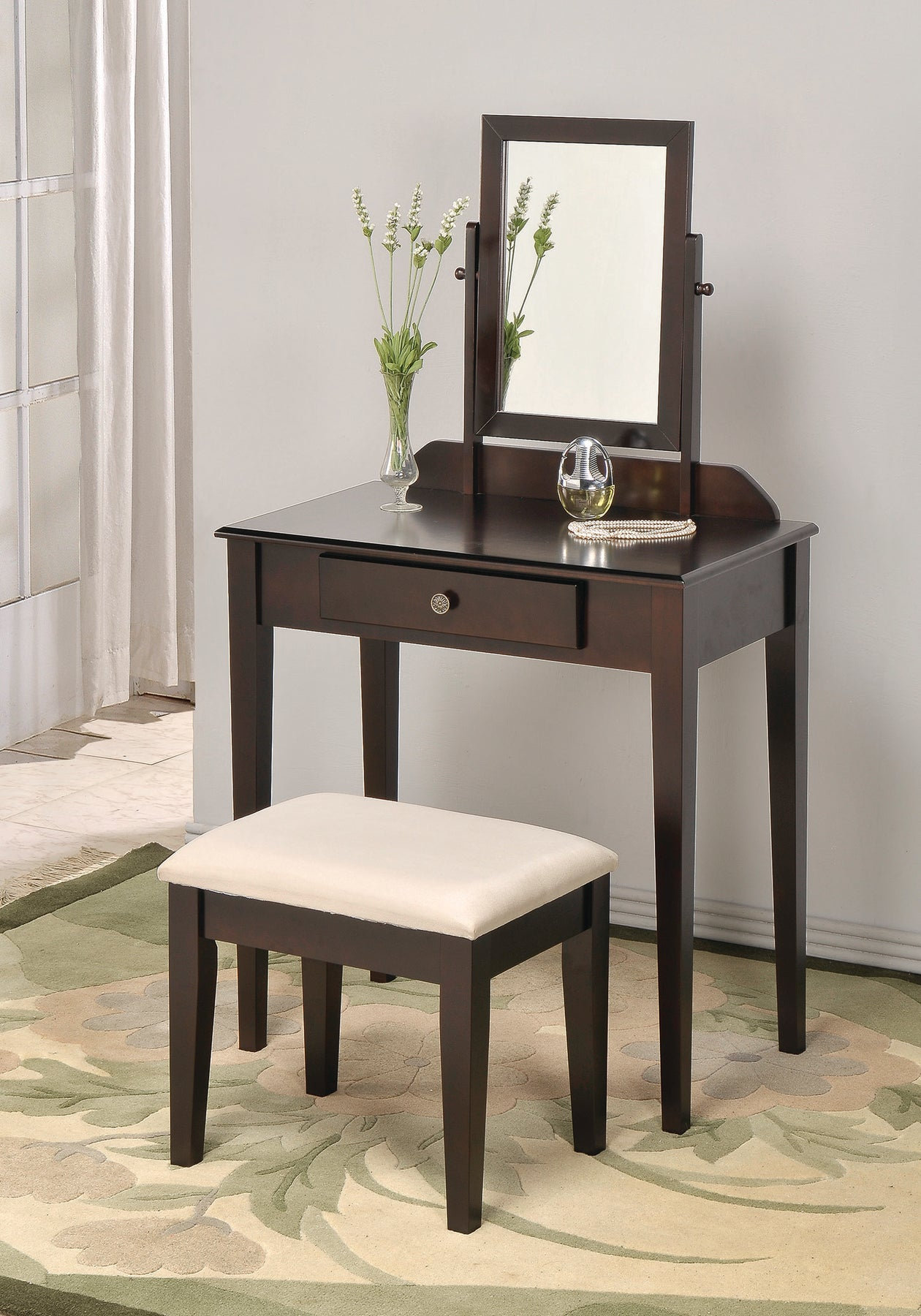 Lark Manor™ Aoosaf Vanity Set with Stool and Mirror & Reviews - Wayfair ...