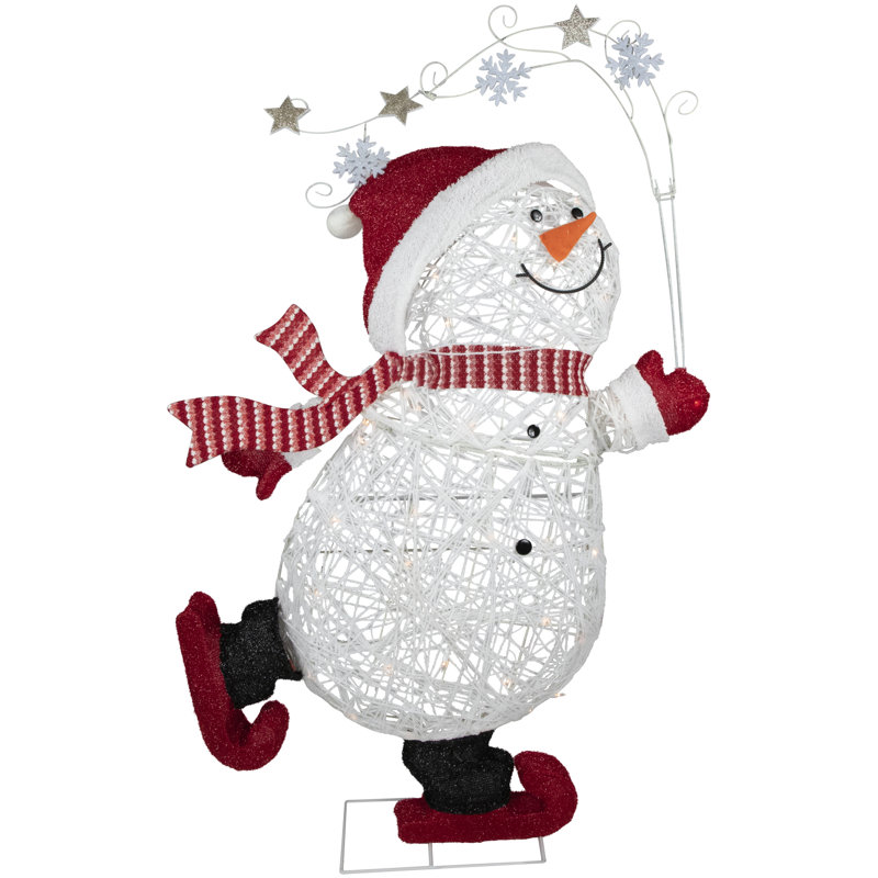 Northlight Seasonal 56" Lighted Ice Skating Snowman Outdoor Decoration ...