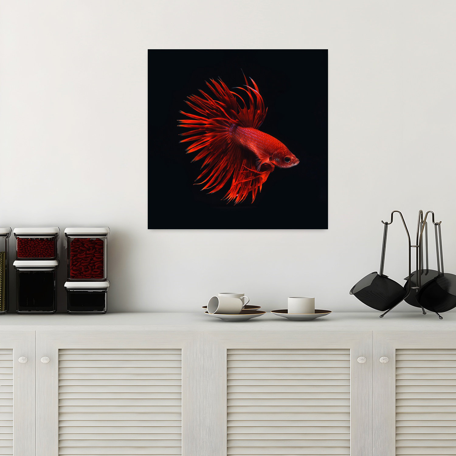 Ivy Bronx Red Betta Fish Contemporary Fish Wildlife Art | Wayfair