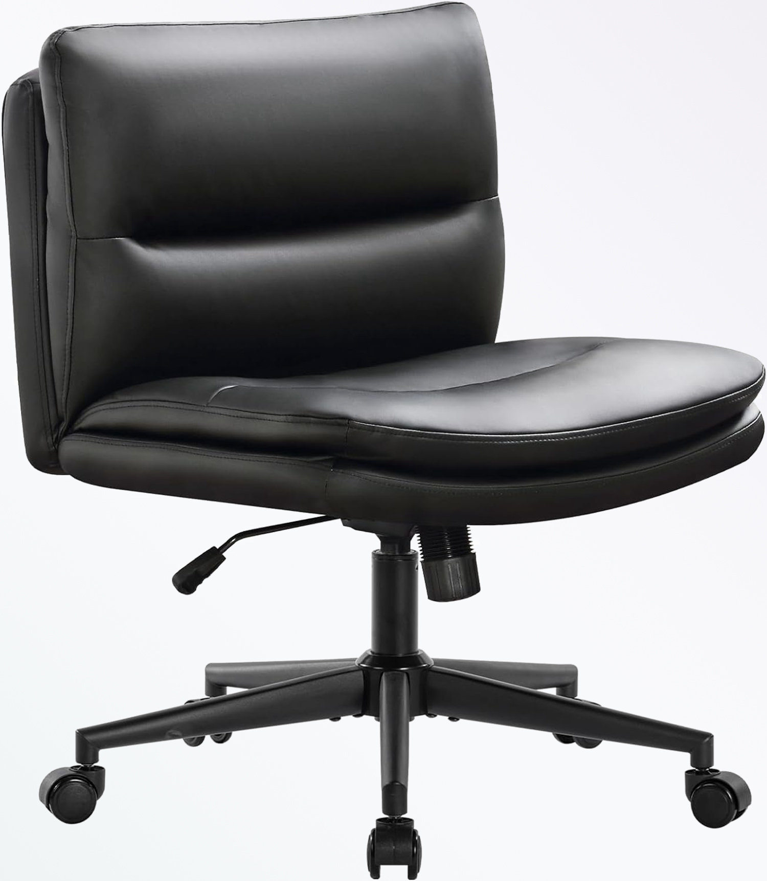 Latitude Run® Armless Office chair with wheels and PU Padded Wide Seat ...