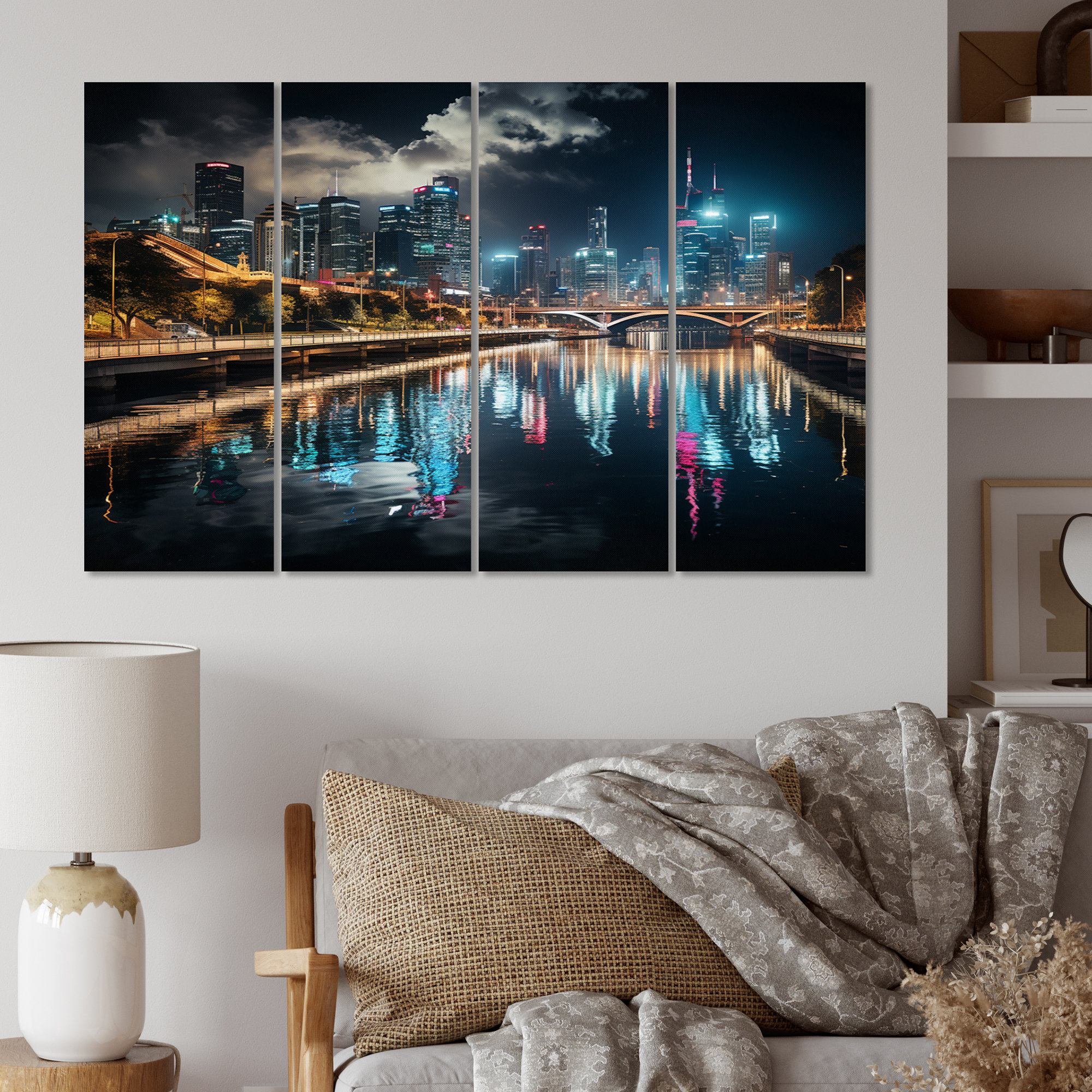 Ebern Designs Houston Beautiful Cityscape Photo On Canvas 4 Pieces ...