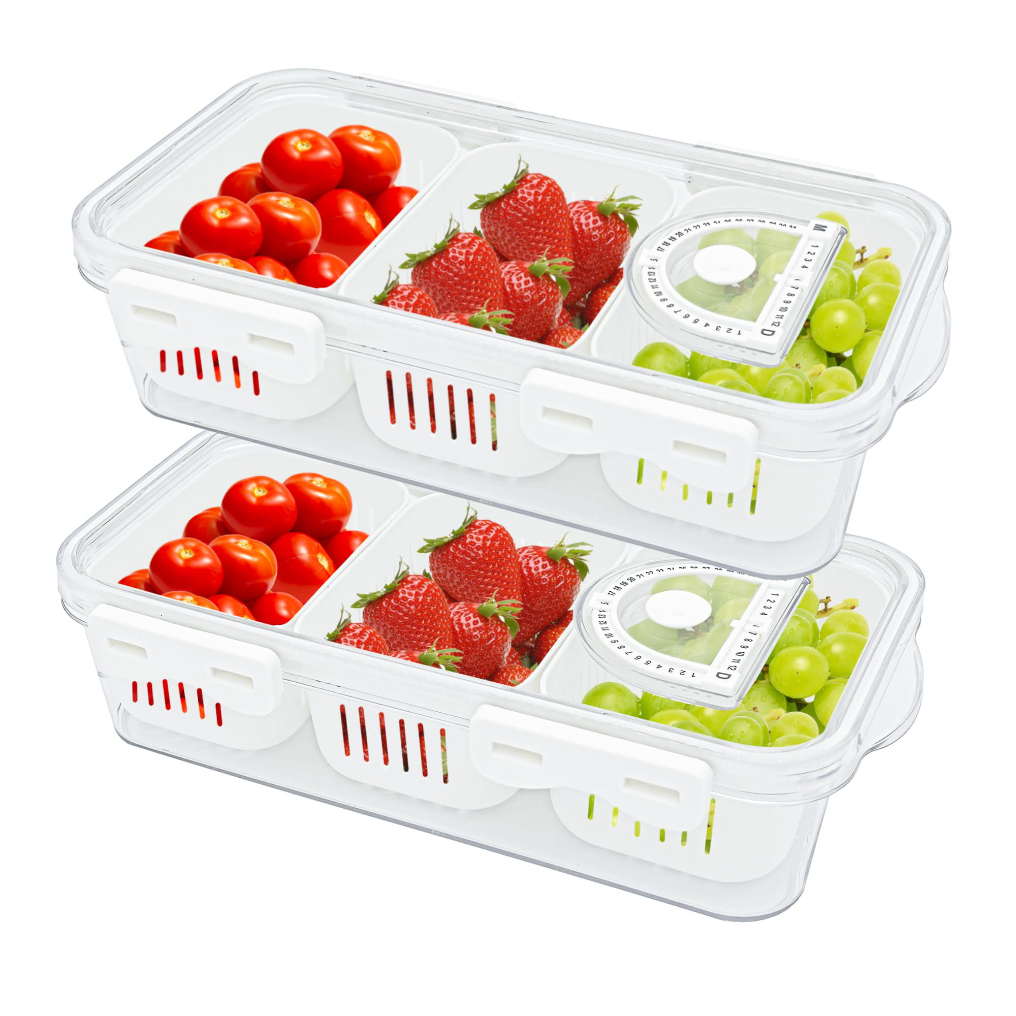 Prep & Savour 2 Pack Divided Serving Tray Clear Stackable food ...