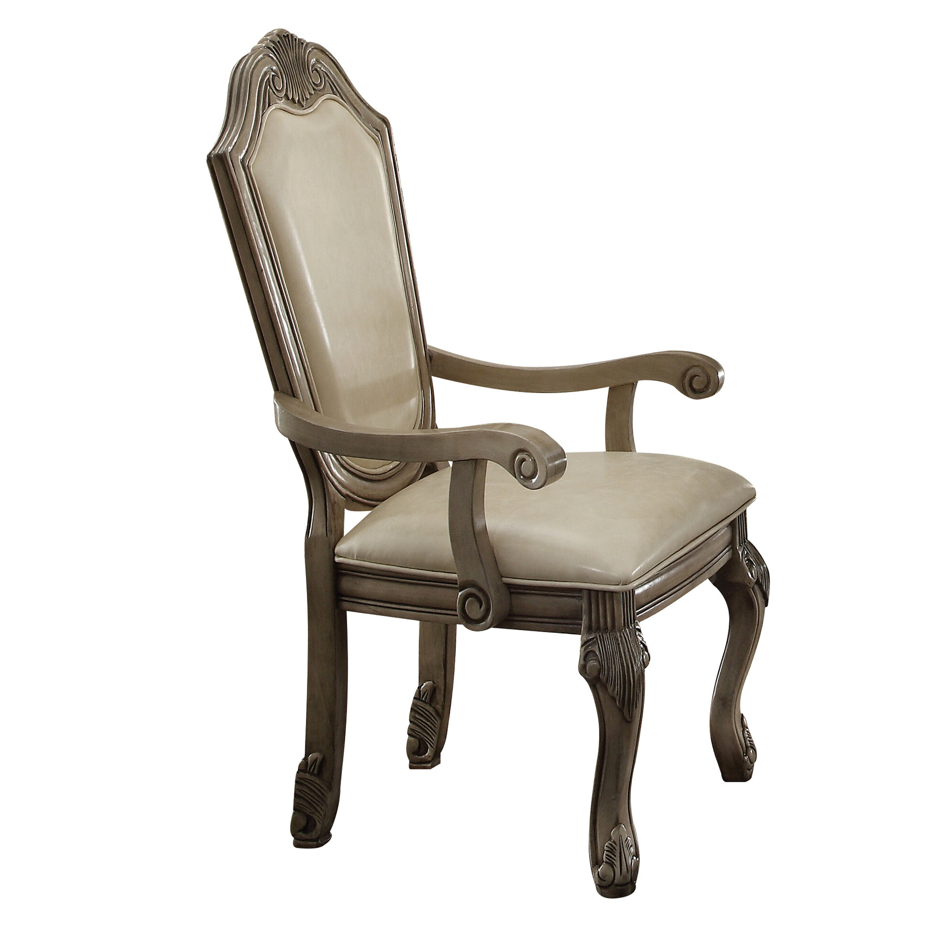 Bloomsbury Market Luxury Of 2 Antique White Solid Back Arm Chairs ...