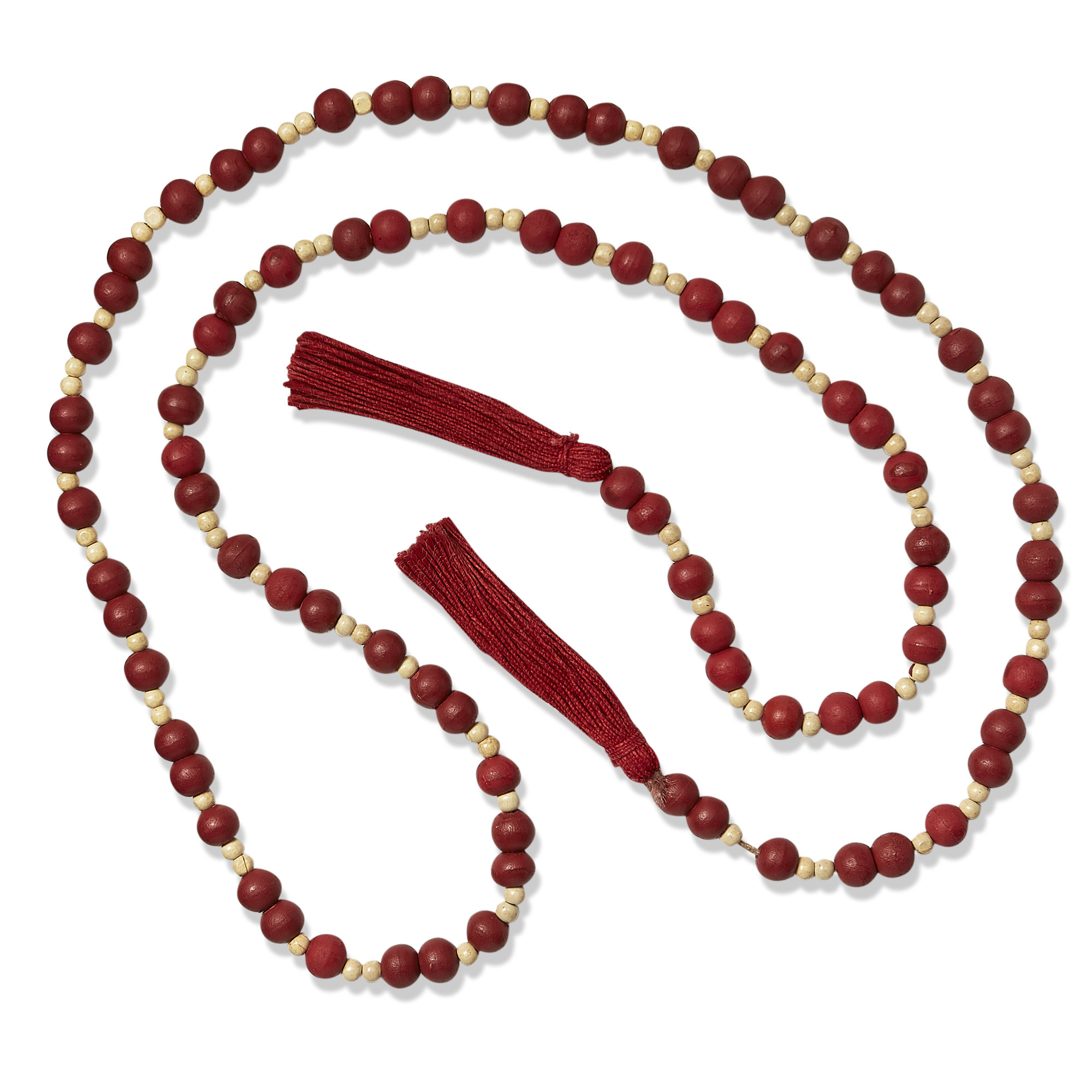 The Holiday Aisle® Bead & Jute Tassel Ends Garland Red | Wayfair