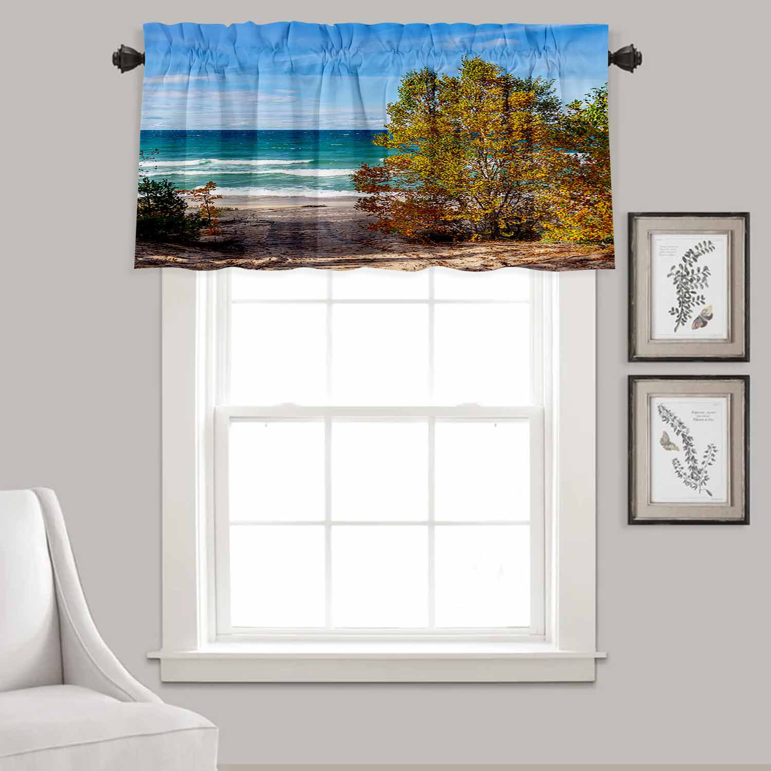 East Urban Home Orange 52"W Autumn Colors Birch Tree with Bright Window ...
