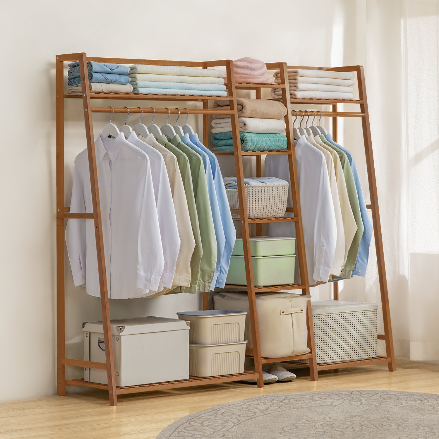 Latitude Run® 5-Tier Trapezoid Coat Rack, Open Closet Wardrobe with ...