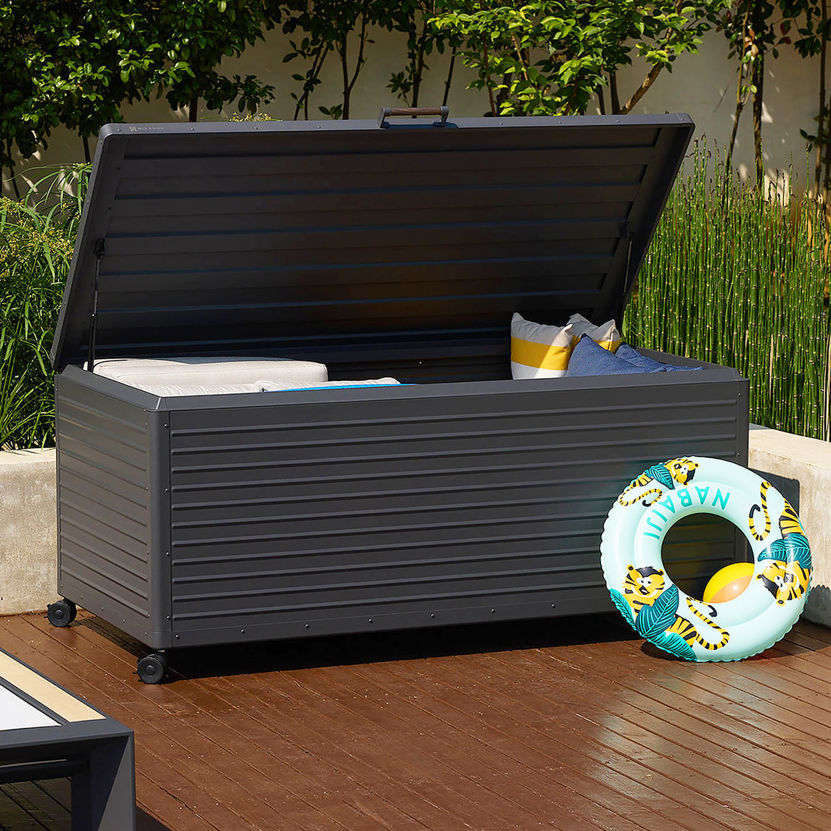 Mirador Outdoor Water Resistant Metal Deck Box With Wheels & Reviews ...