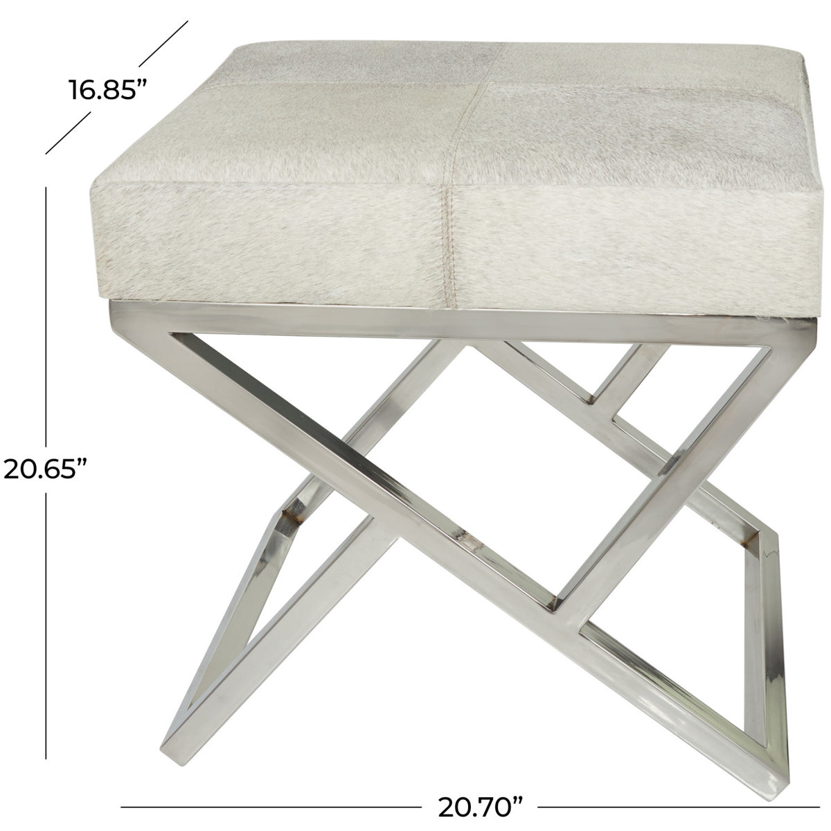 Orren Ellis Cayden Leather Geometric Light Gray Stool with Angled ...