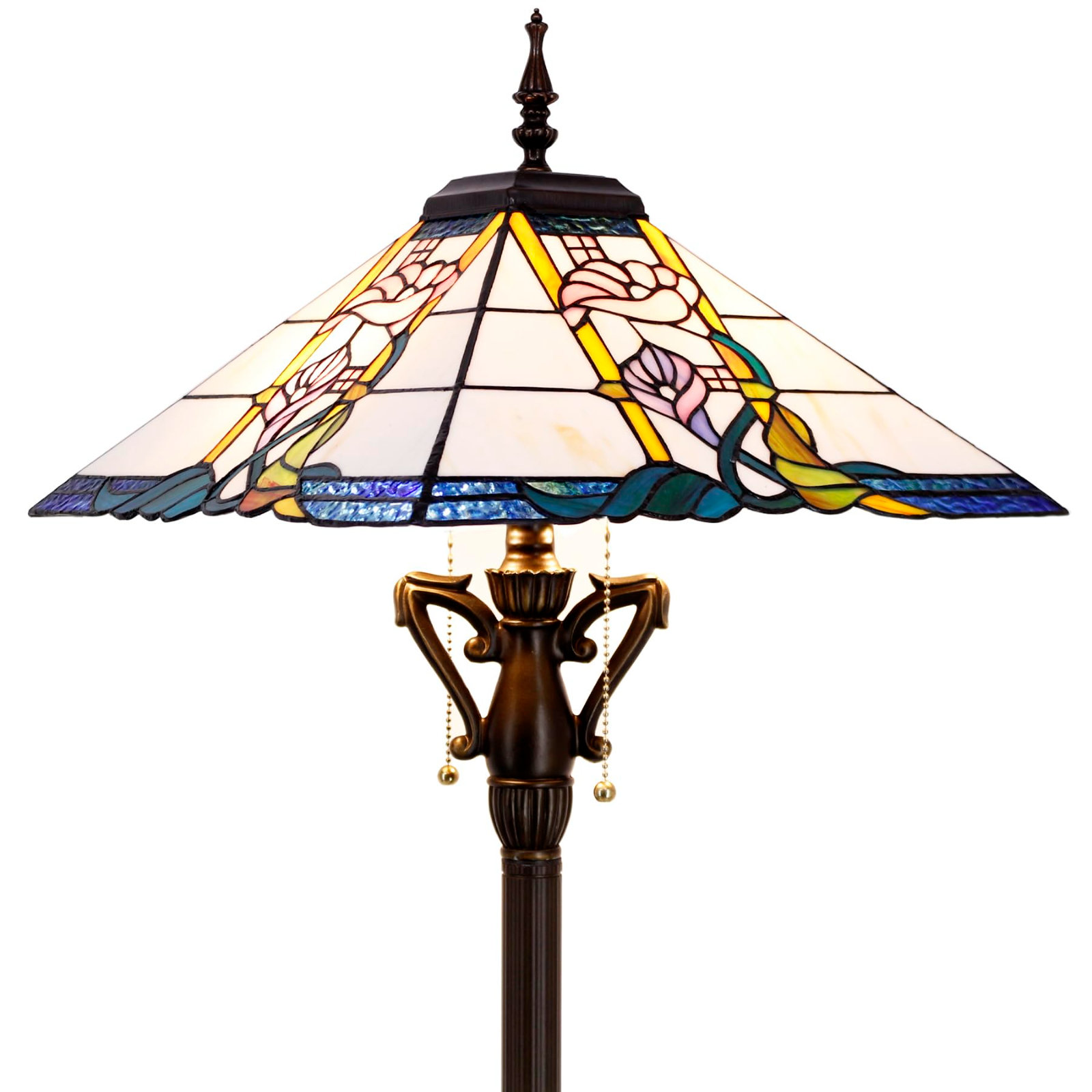 Bloomsbury Market Atyia Floor Lamp Mission Style Stained Glass ...
