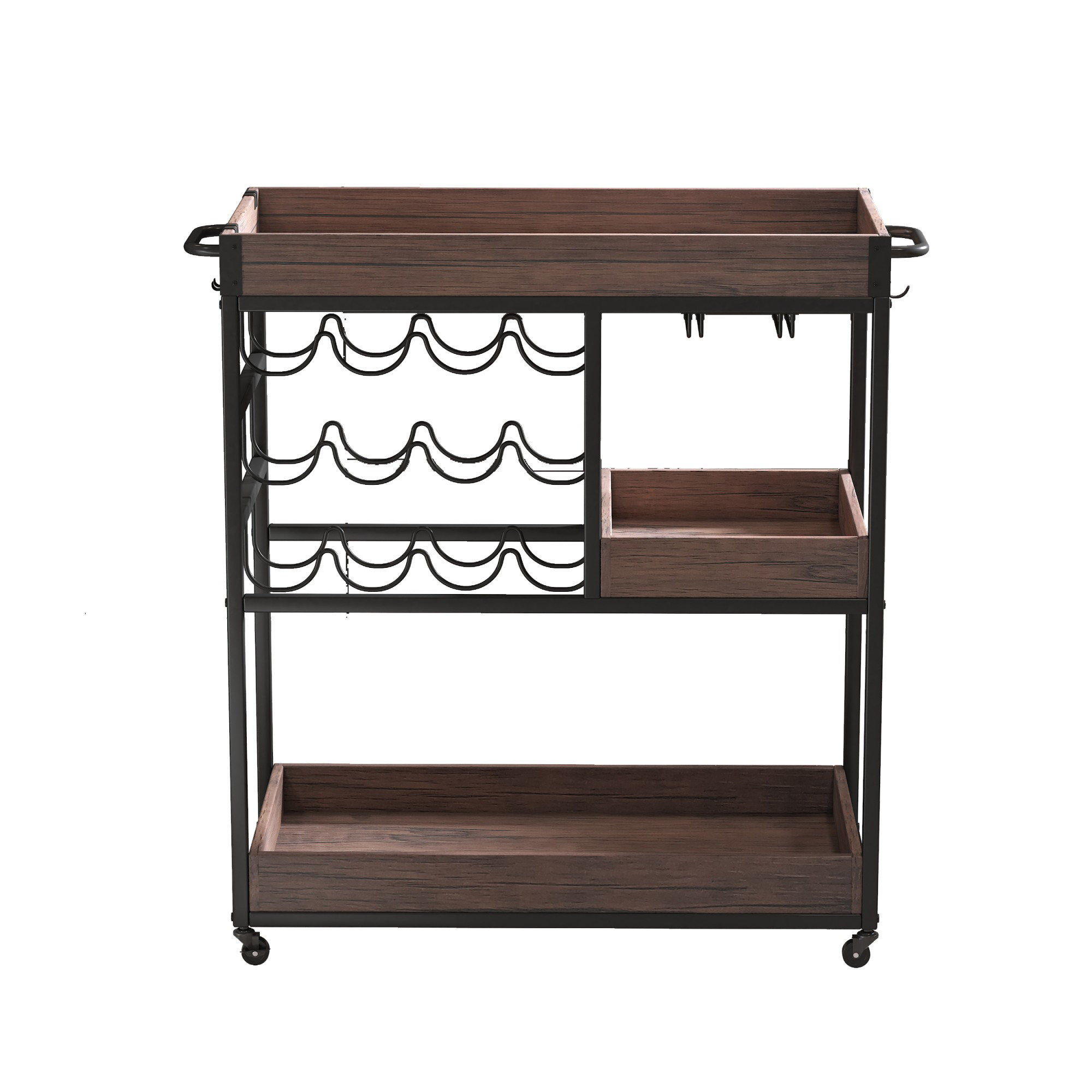Mercer41 3 Tier Industrial Rolling Serving Cart with Lockable Wheels ...