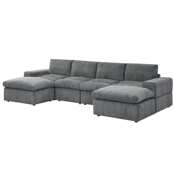 Willa Arlo Interiors Tondreau 6 - Piece Corduroy Sectional & Reviews ...