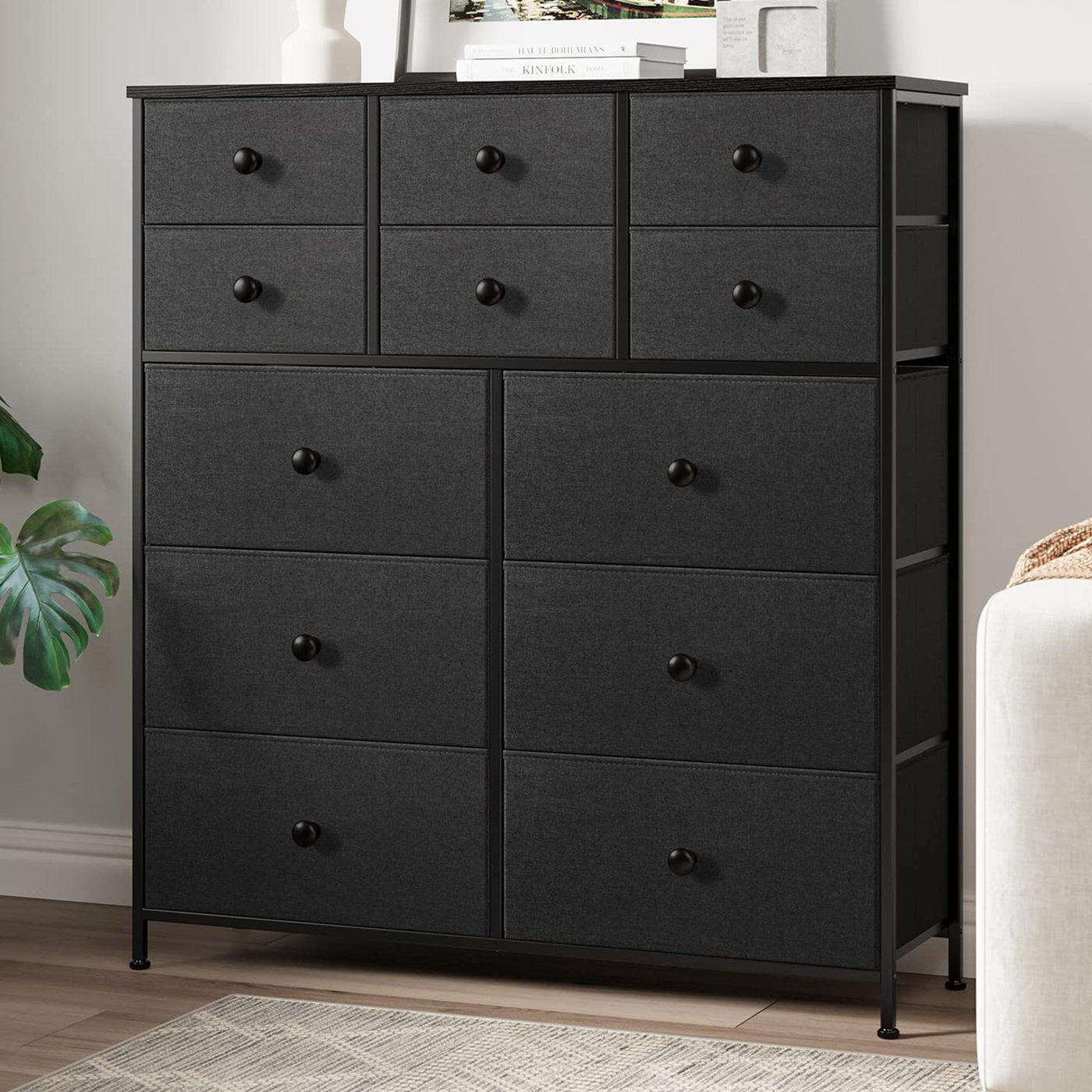 Ebern Designs Ojaswi Dresser 12 Chest of Drawers, Closet with Wood ...