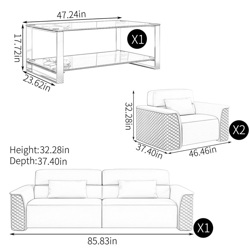 KANGLY European style simple sofa tea table combination | Wayfair