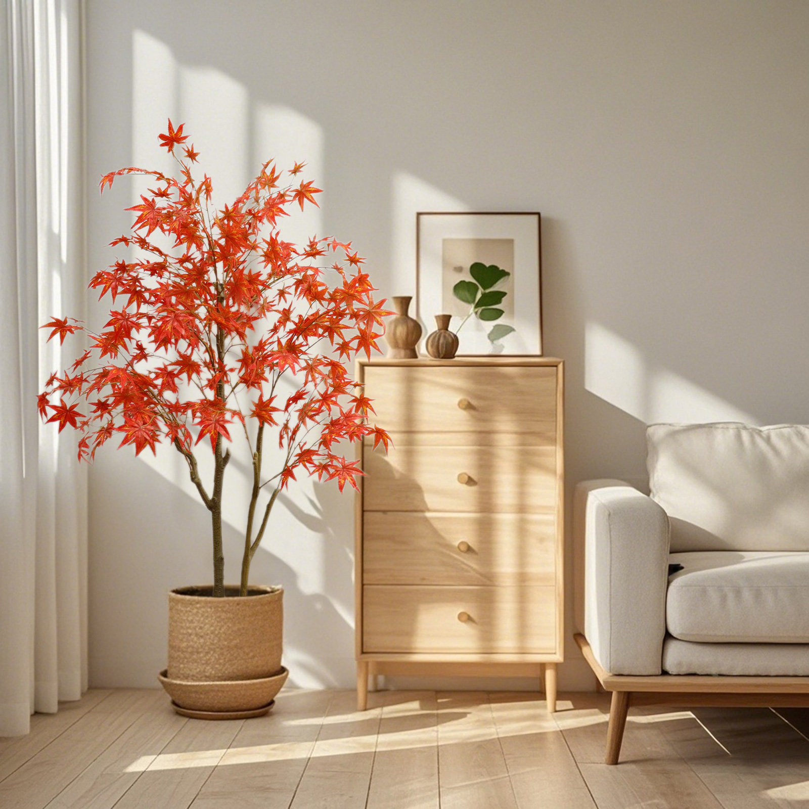 Yesurprise 4ft/ 5ft/ 6ft Artificial Maple Tree, Faux Tree Soft Silk ...