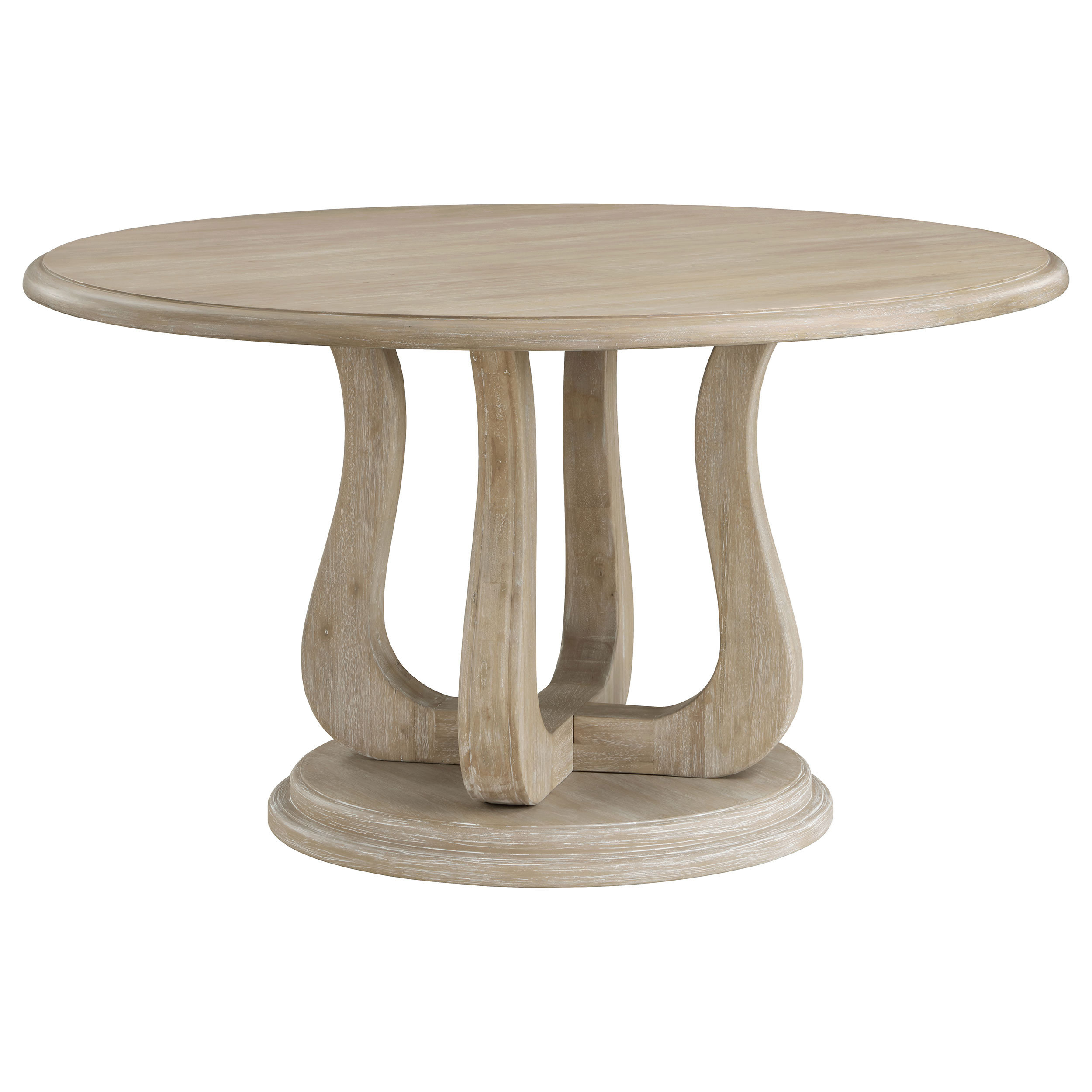 One Allium Way® Verdugo White Washed Round Dining Table with Pedestal ...