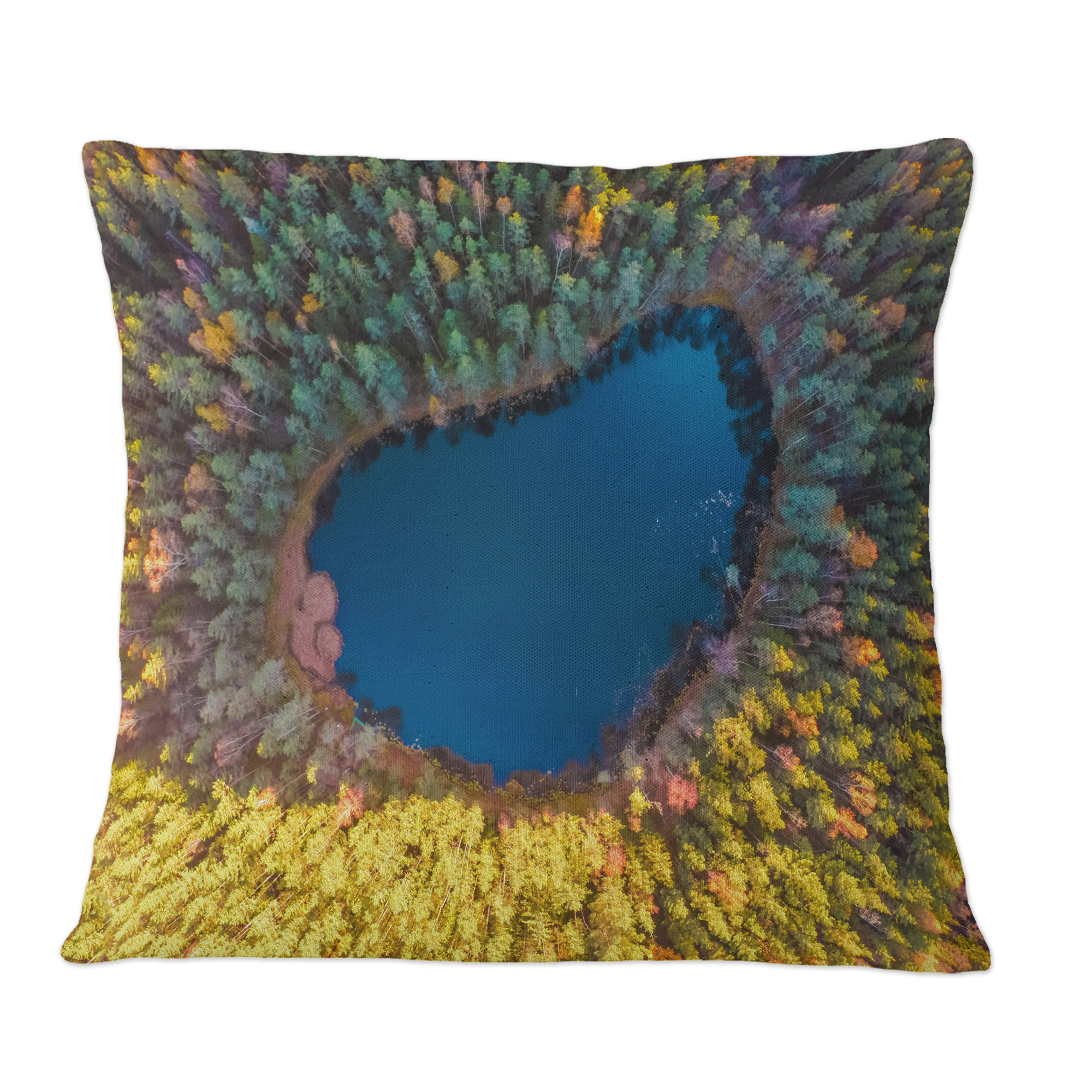 Design Art Ariel View Of Mountain Lake In The Woods - Lake House ...